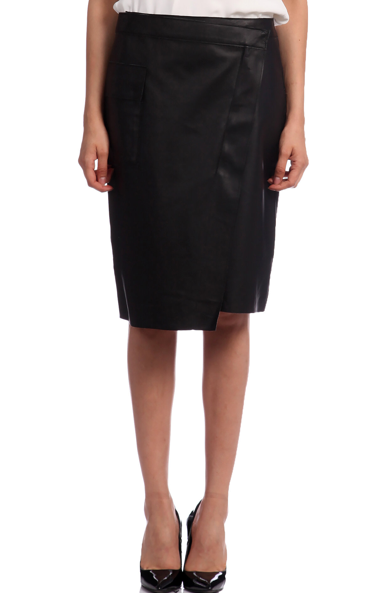 DKNY-DKNY Siyah Deri Etek