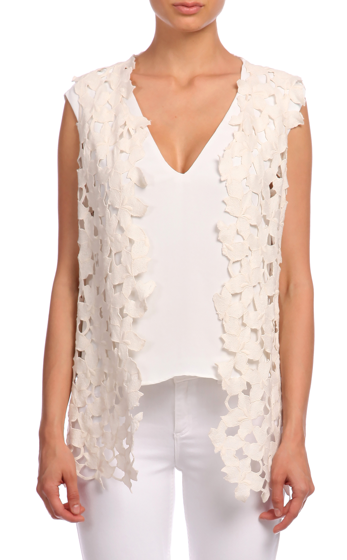 Elie Tahari-Elie Tahari Bej Deri Yelek