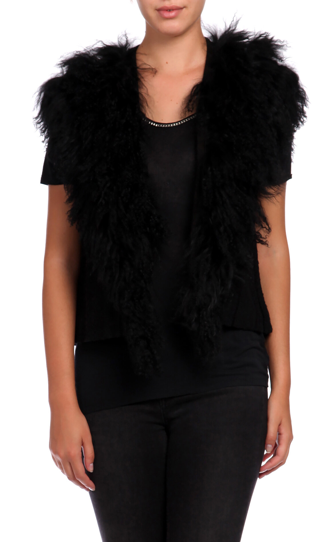 Helmut Lang-Helmut Lang Siyah Kürk Yelek