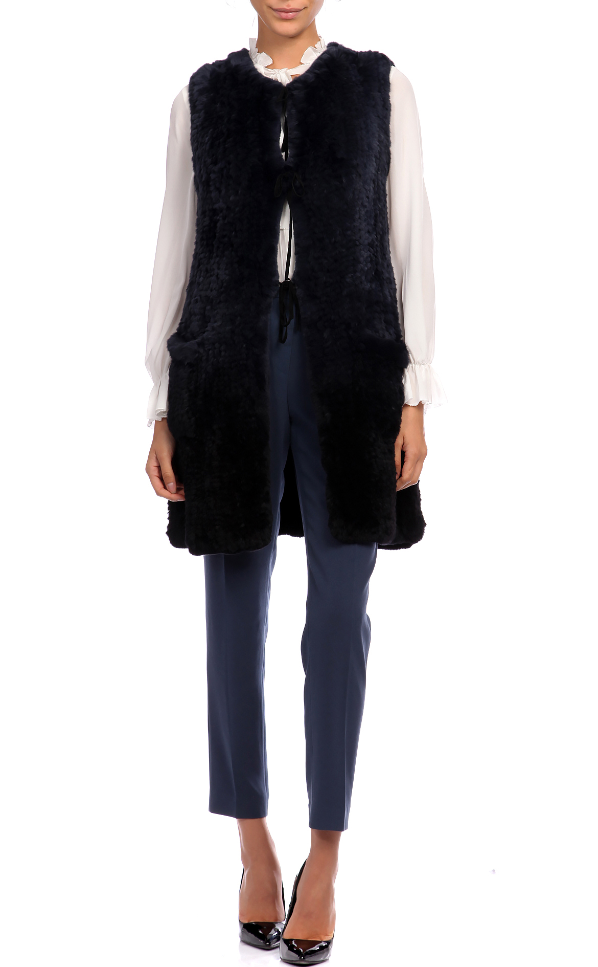 Elie Tahari-Elie Tahari Siyah Kürk Yelek