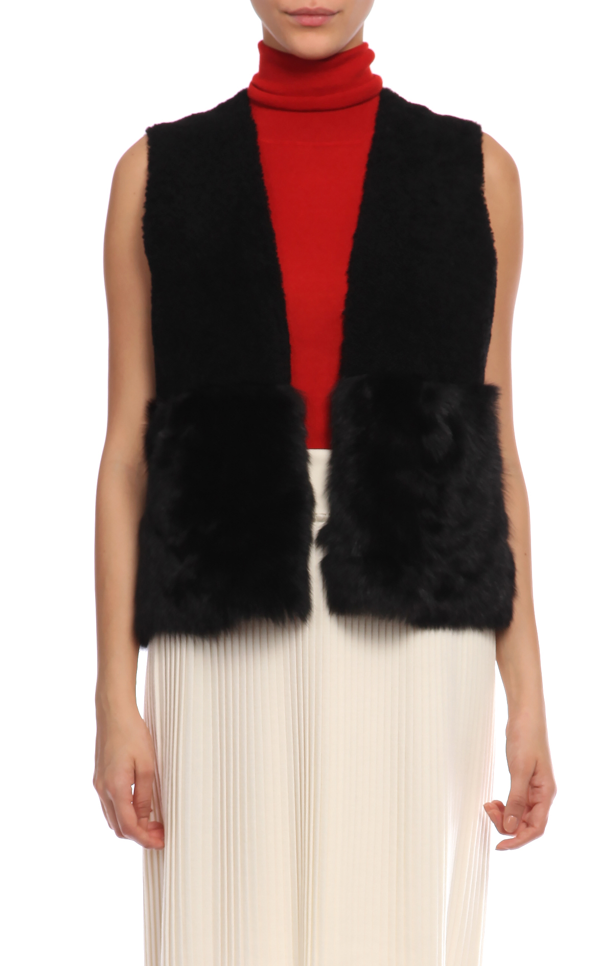 Elie Tahari-Elie Tahari Siyah Kürk Yelek