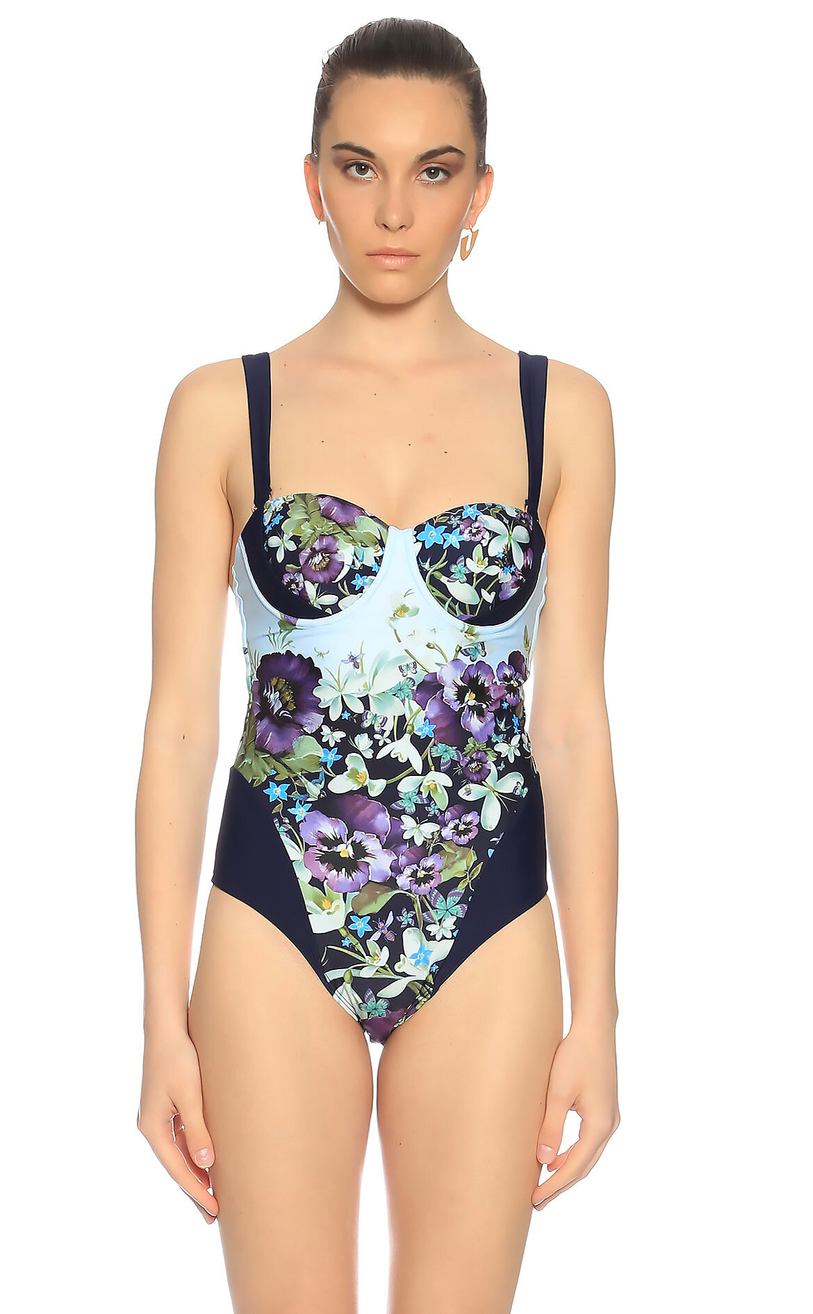 Ted Baker-Ted Baker Çiçek Desenli Lacivert Mayo