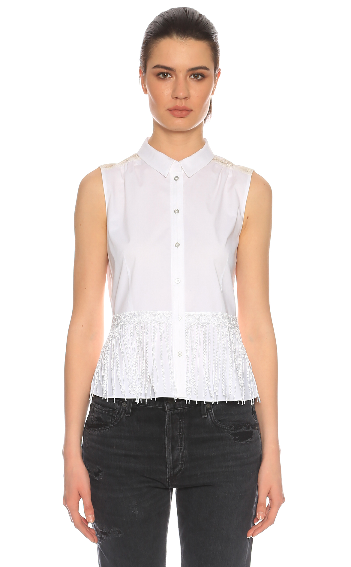 Elie Tahari-Elie Tahari Beyaz Bluz