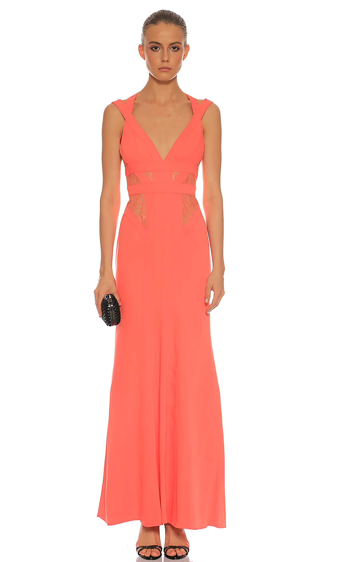 BCBG MAX AZRIA-BCBG MAX AZRIA Mercan Gece Elbisesi