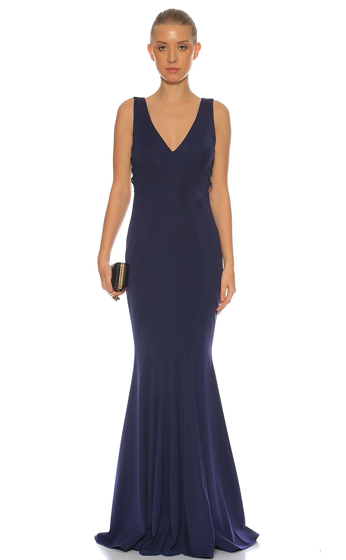 Zac Zac Posen-Zac Zac Posen Lacivert Gece Elbisesi