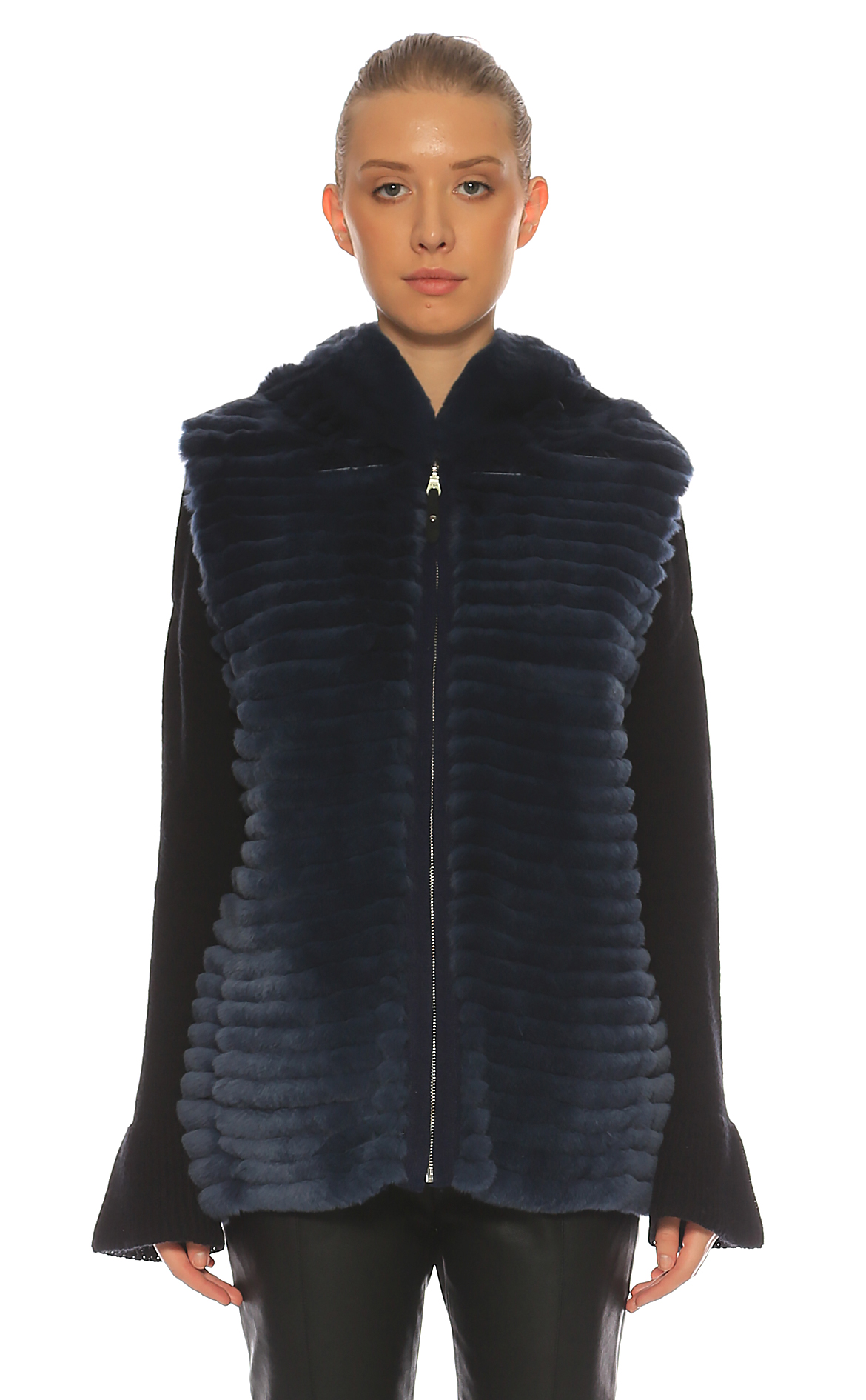 Simonetta-Simonetta Mavi Kürk Yelek