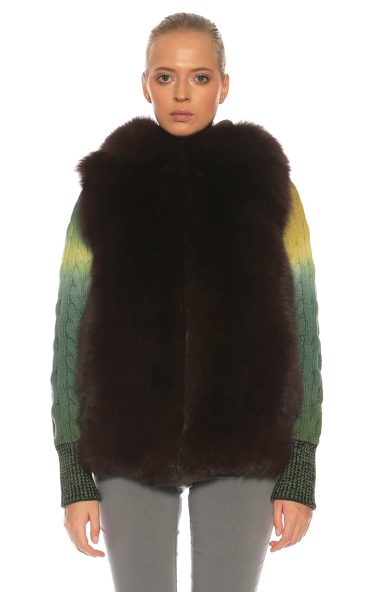 Yves Salomon-Yves Salomon Kahverengi Kürk Yelek