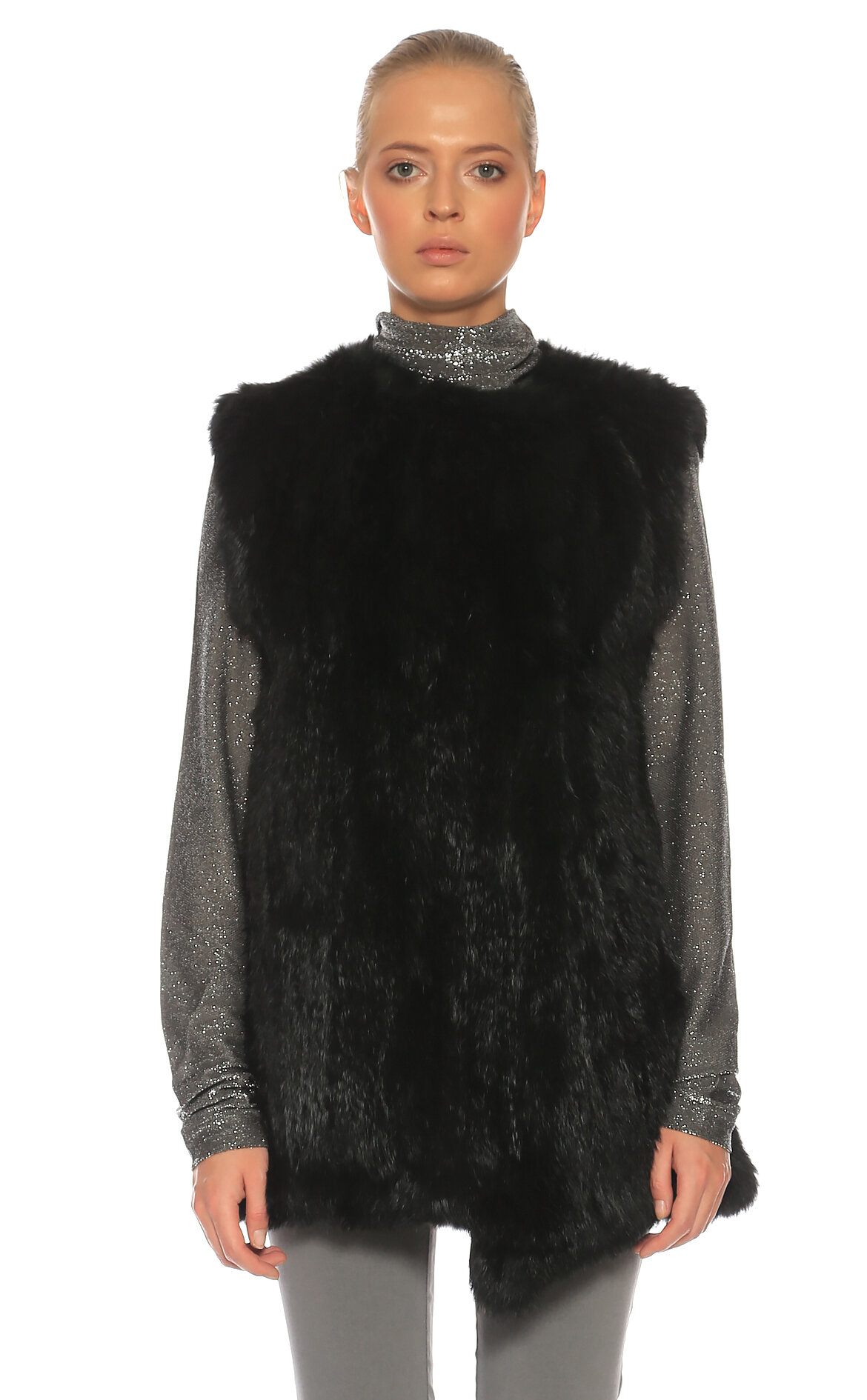 Yves Salomon-Yves Salomon Siyah Kürk Yelek