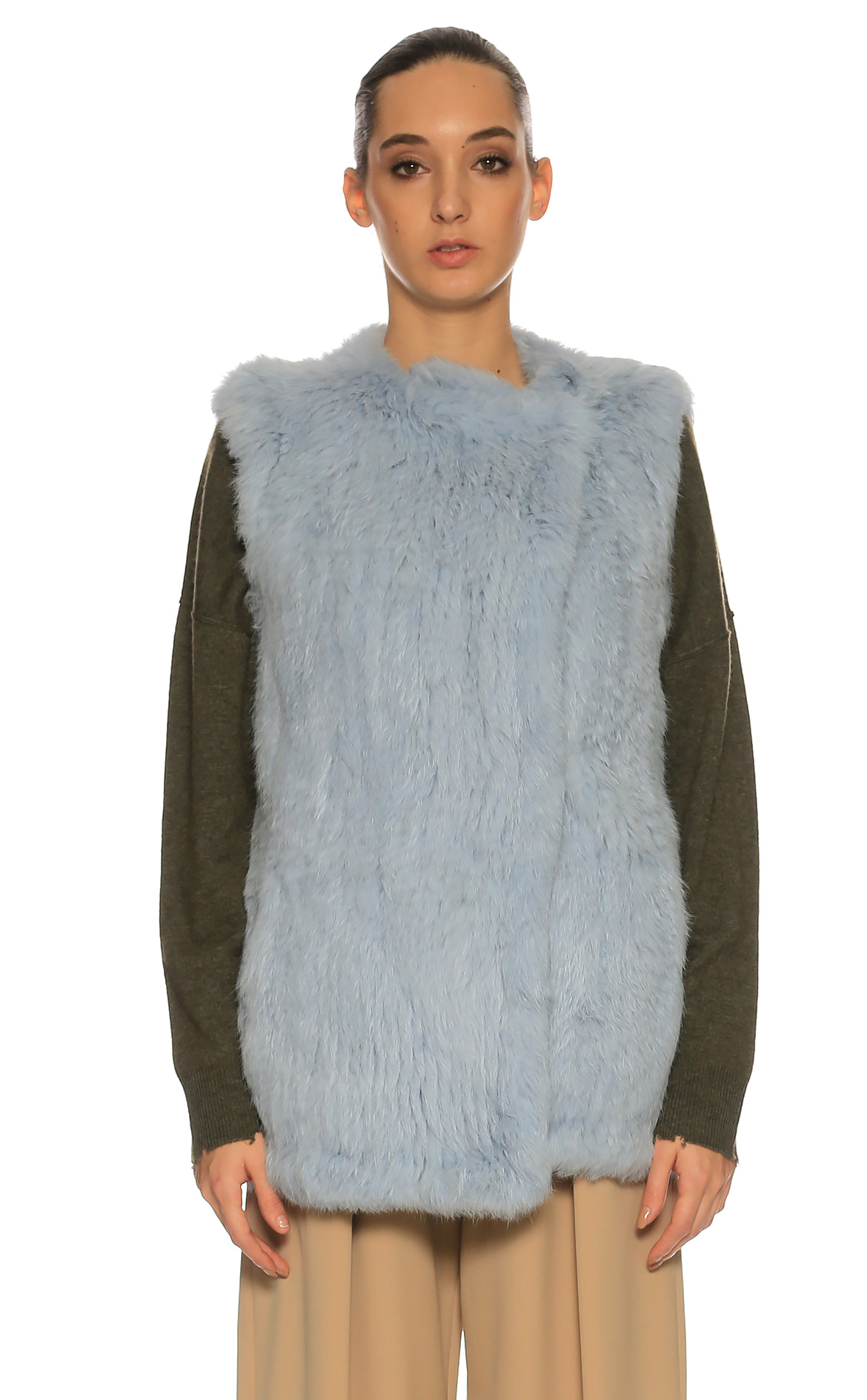 Yves Salomon-Yves Salomon Mavi Kürk Yelek