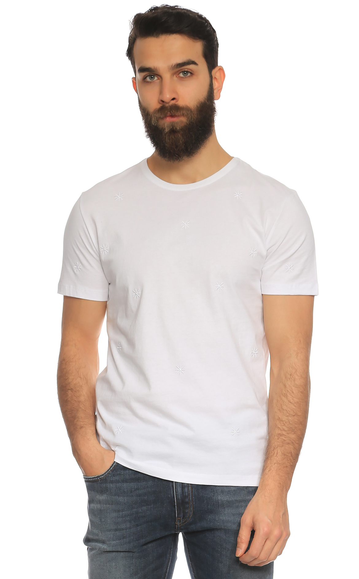 Manuel Ritz Erkek Beyaz T-Shirt MUZ2332M5322-WHITE - Brandroom