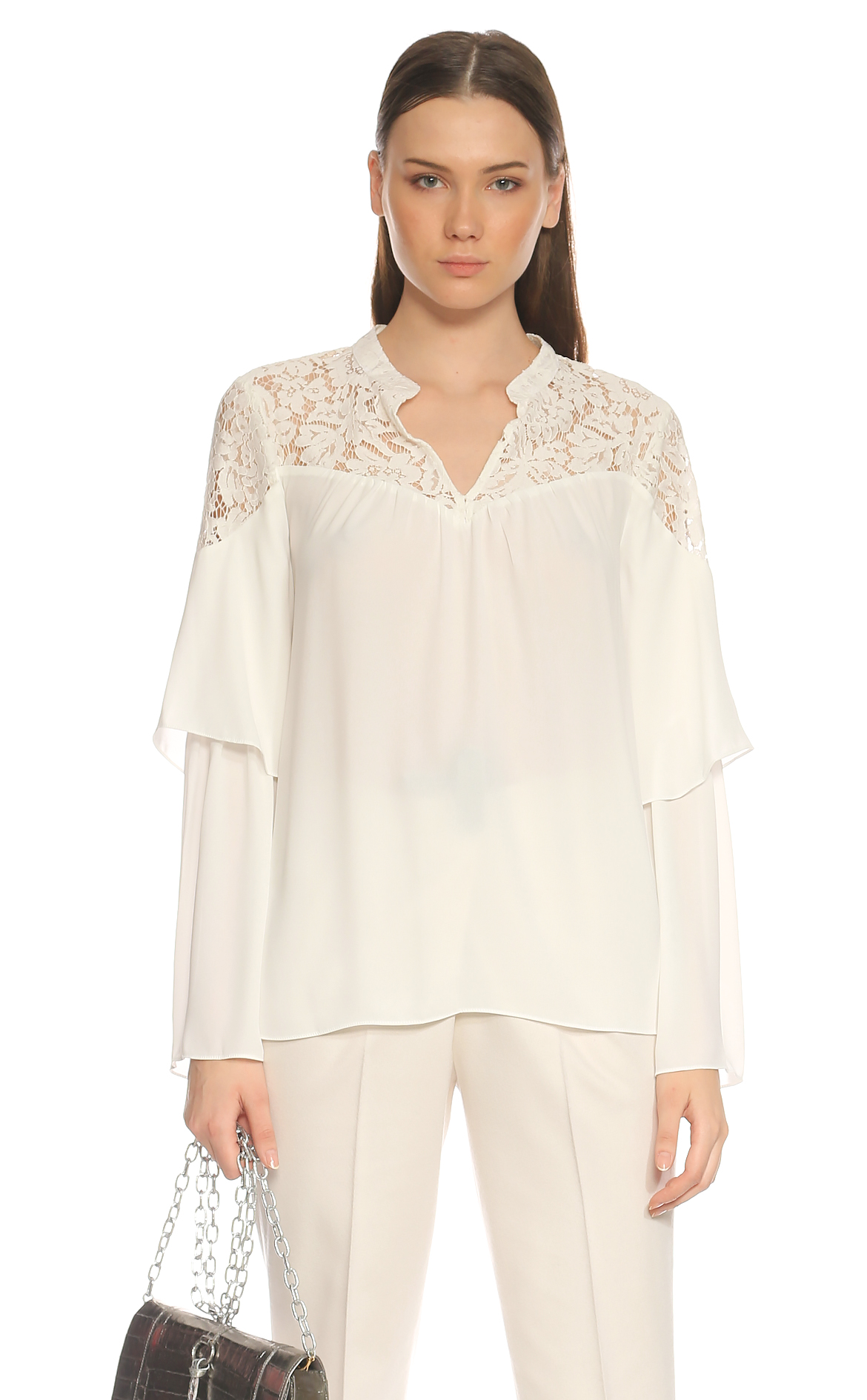 BCBG MAX AZRIA-BCBG MAX AZRIA Beyaz Bluz