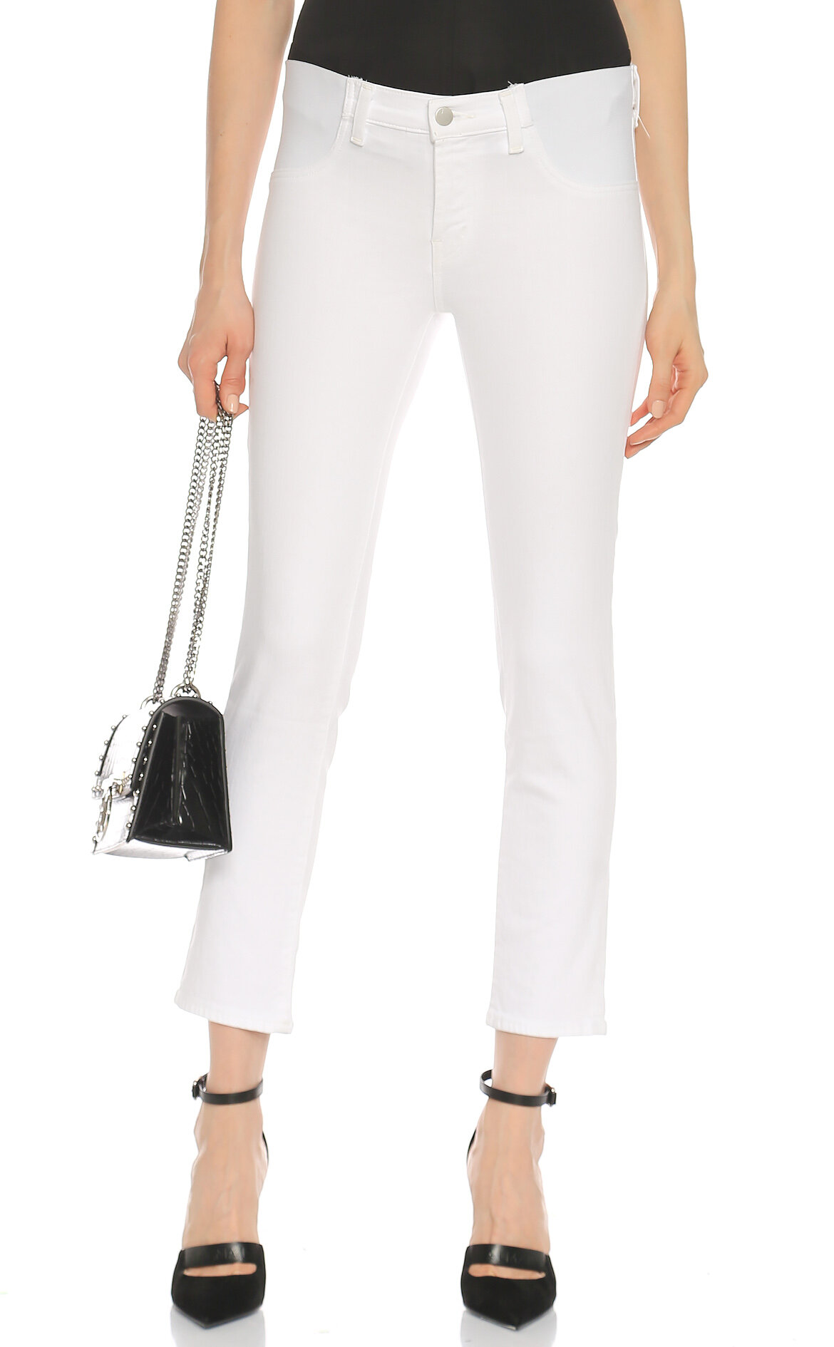 J Brand-J Brand Düz Desen Jean Beyaz Pantolon