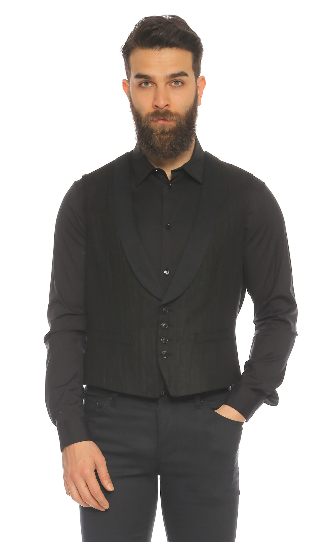 John Varvatos-John Varvatos Siyah Yelek