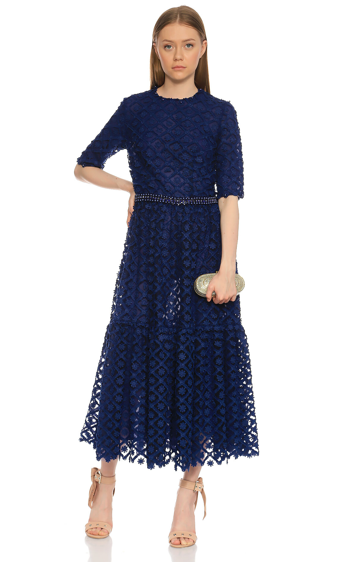 Costarellos-Costarellos Lacivert Elbise