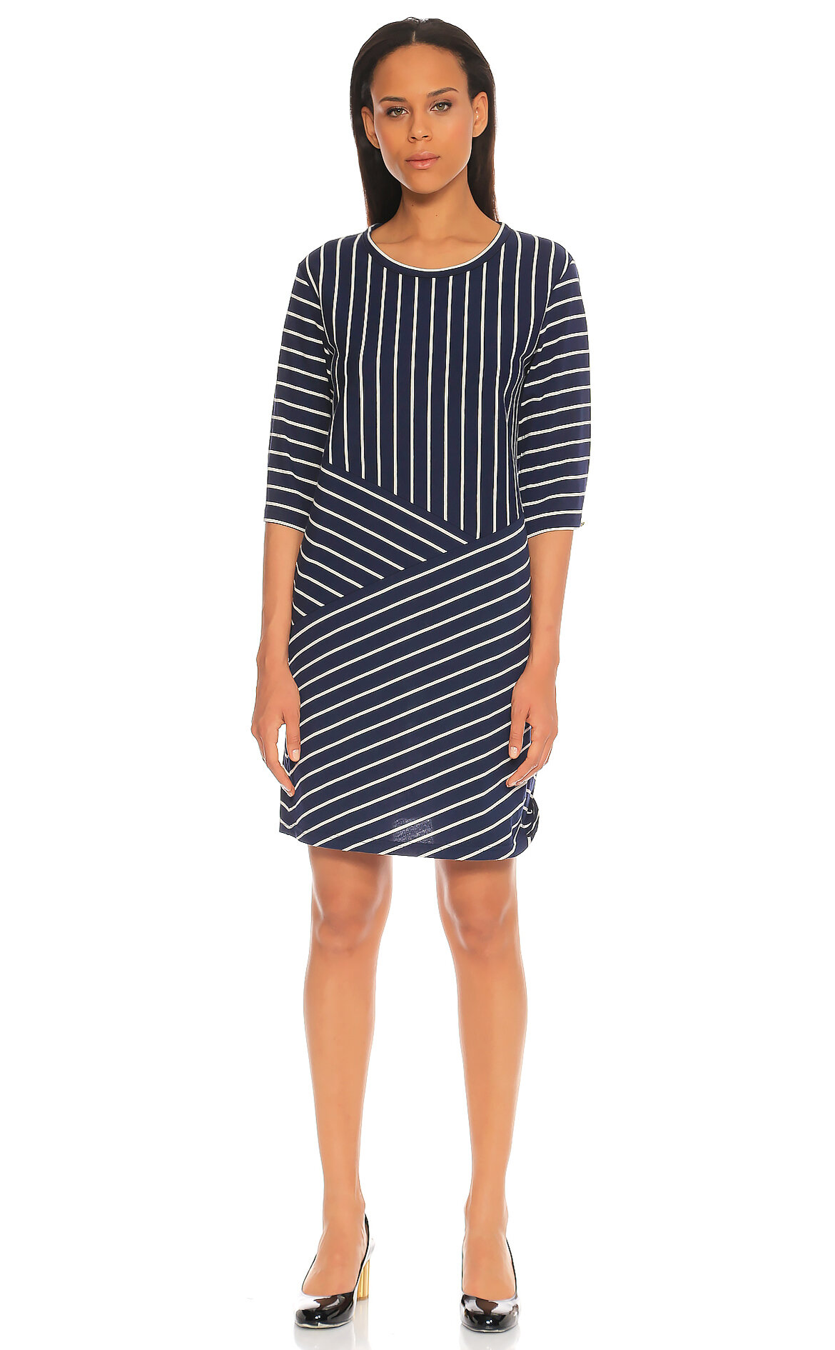Penny Black-Penny Black Çizgili Lacivert Elbise