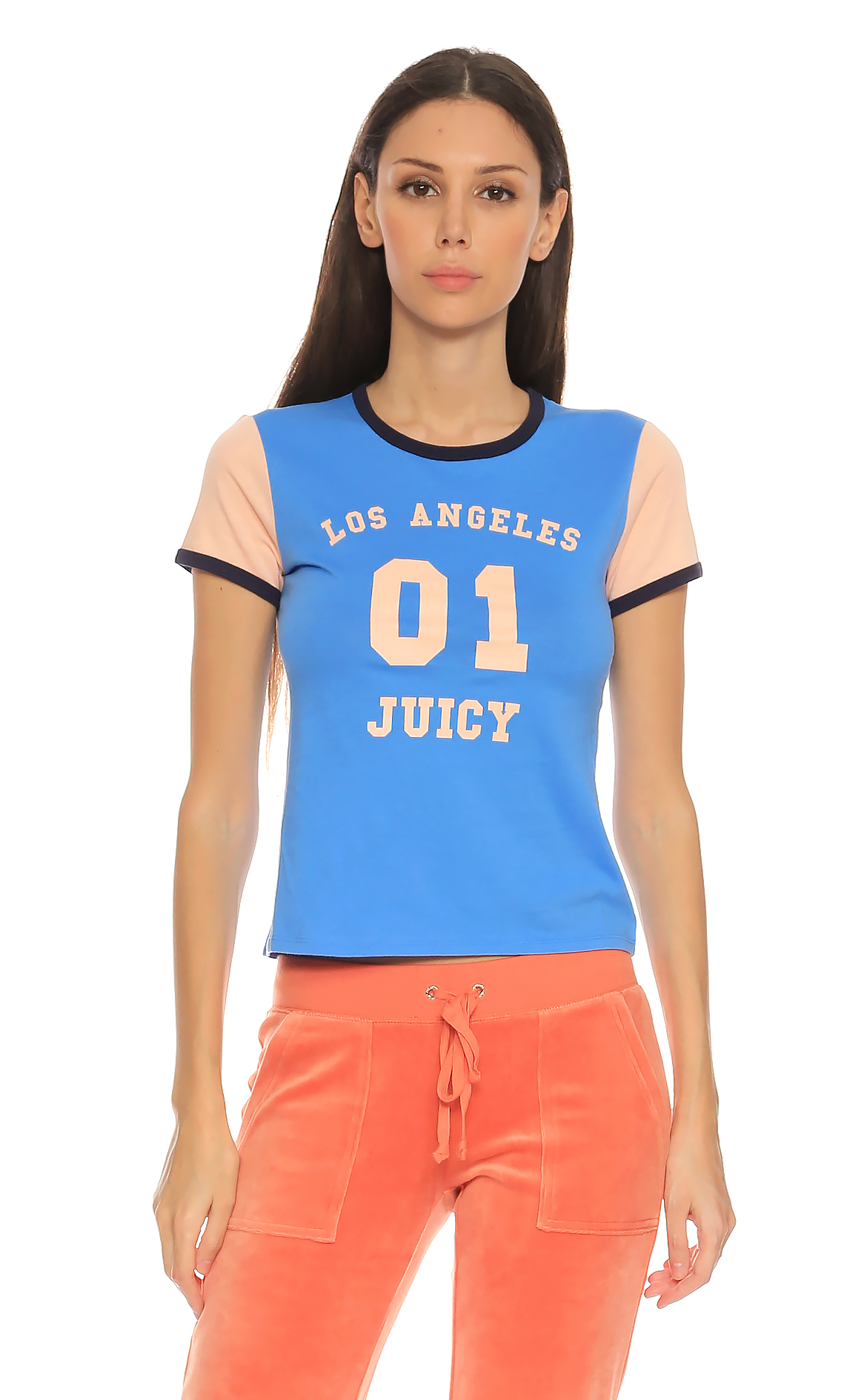 Juicy Couture-Juicy Couture Baskı Desen Mavi T-Shirt
