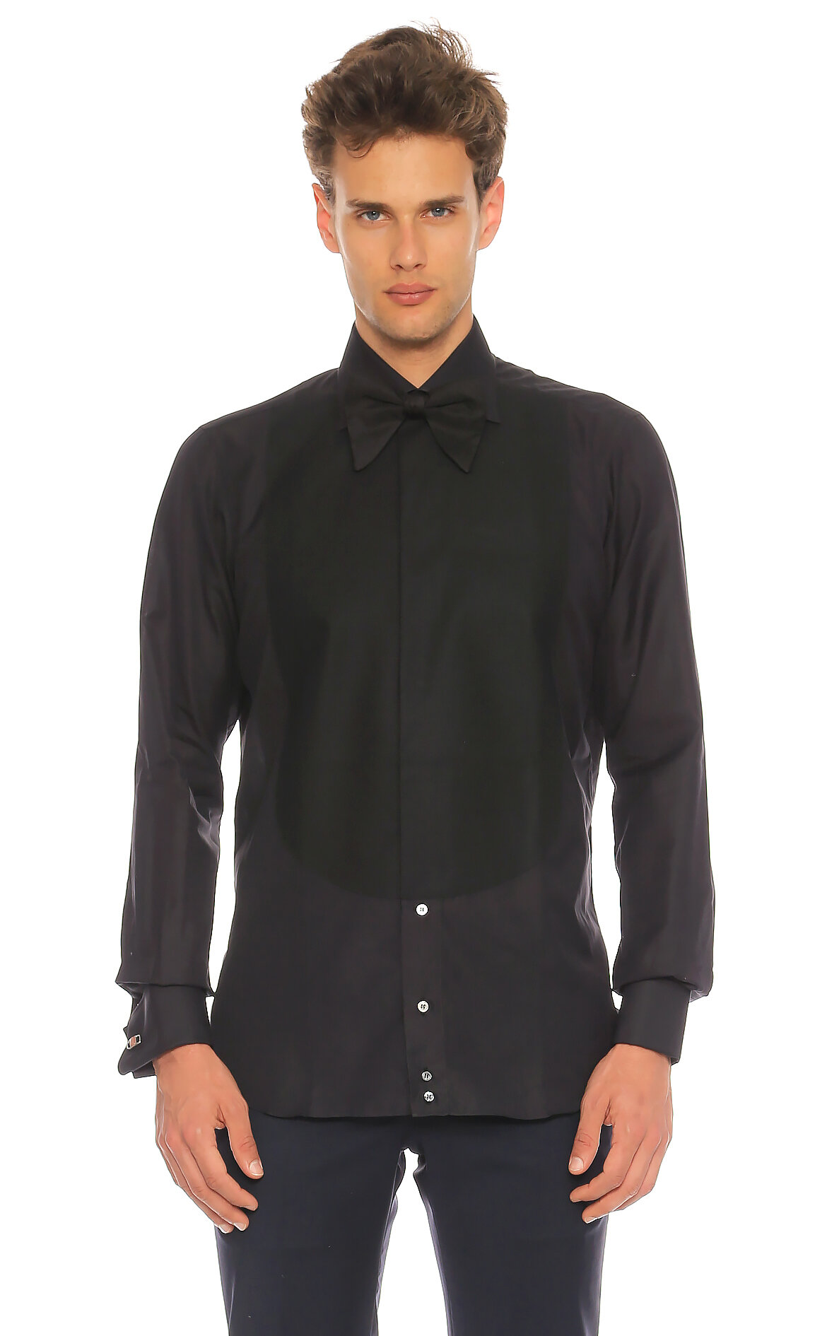 Fray-Fray Siyah Smokin Gömlek