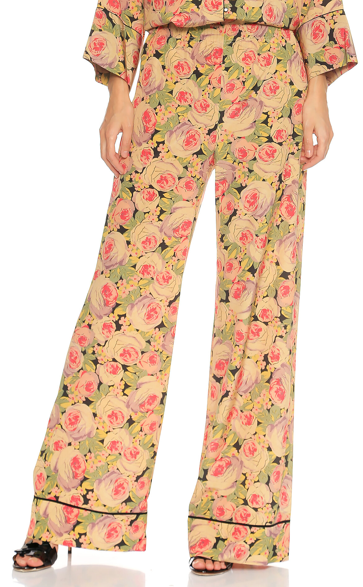 Vilshenko-Vilshenko Çiçek Desenli Renkli Pantolon