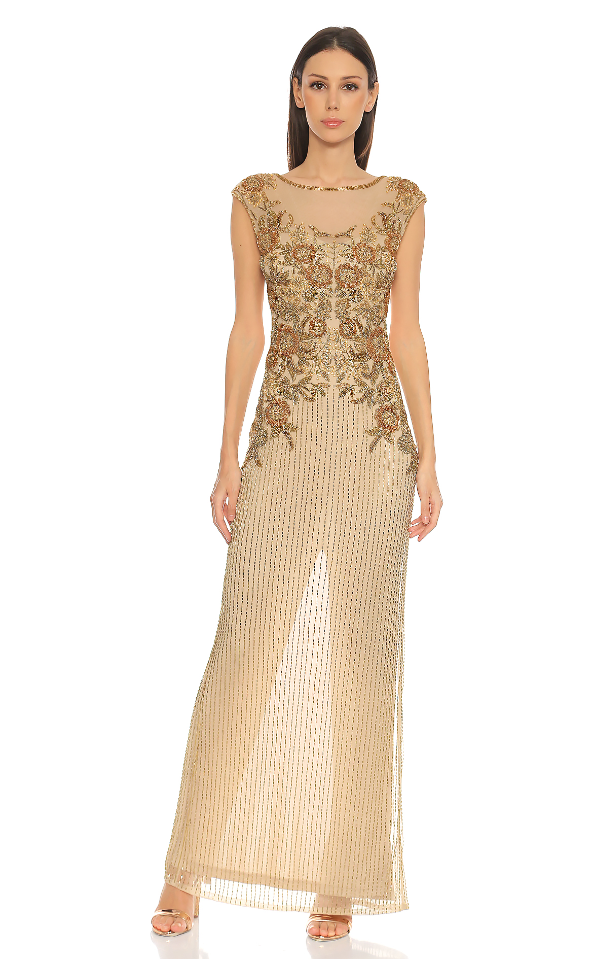 Parker Black-Parker Black Altın Rengi Gece Elbisesi