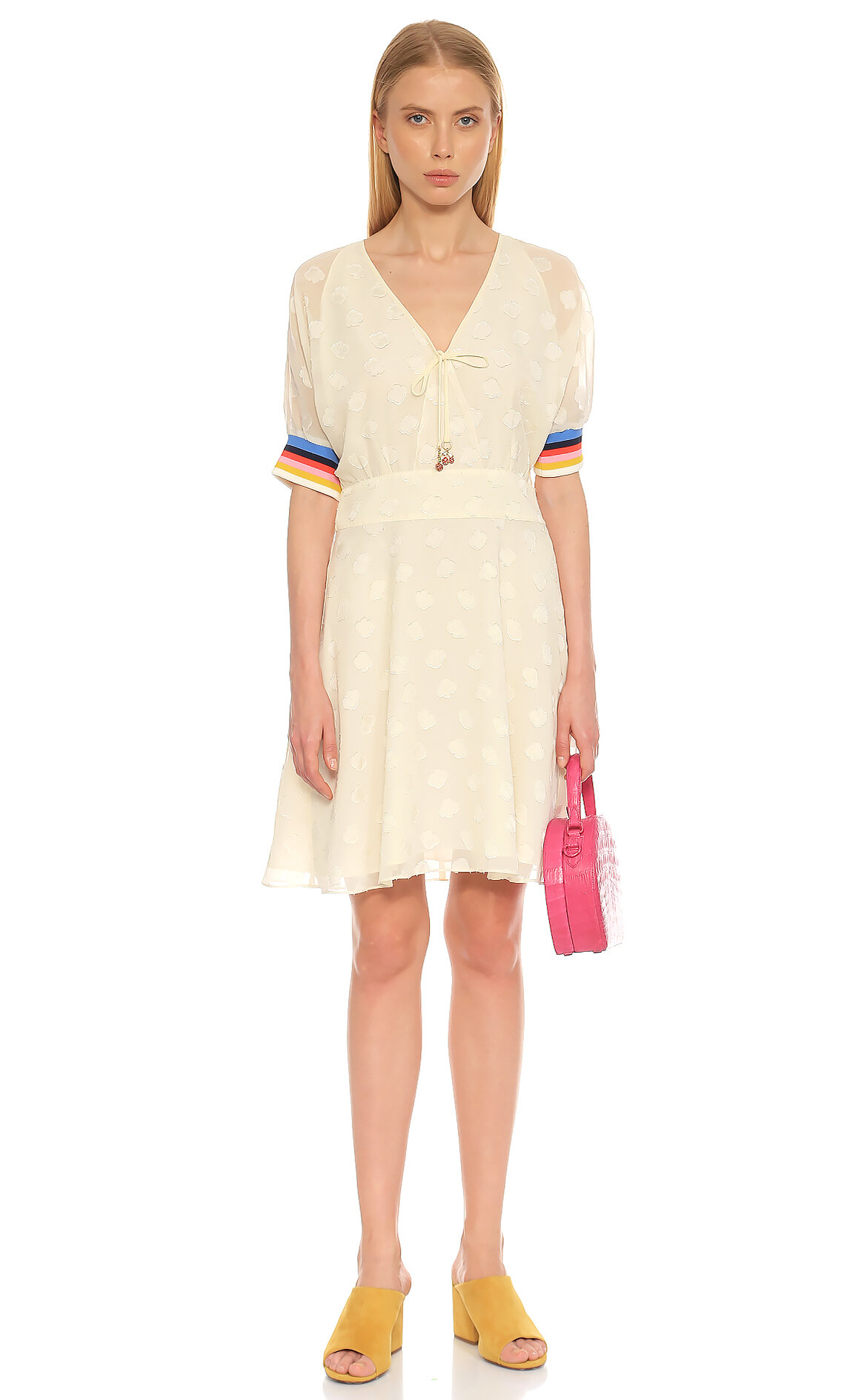 Juicy Couture-Juicy Couture İşleme Detaylı Beyaz Elbise