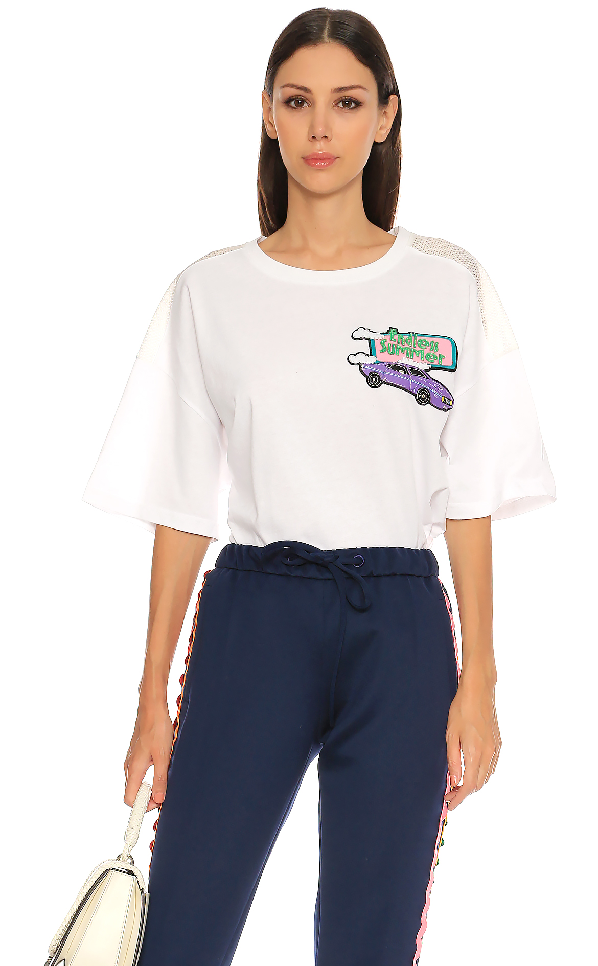 Mira Mikati-Mira Mikati İşleme Detaylı Beyaz T-Shirt