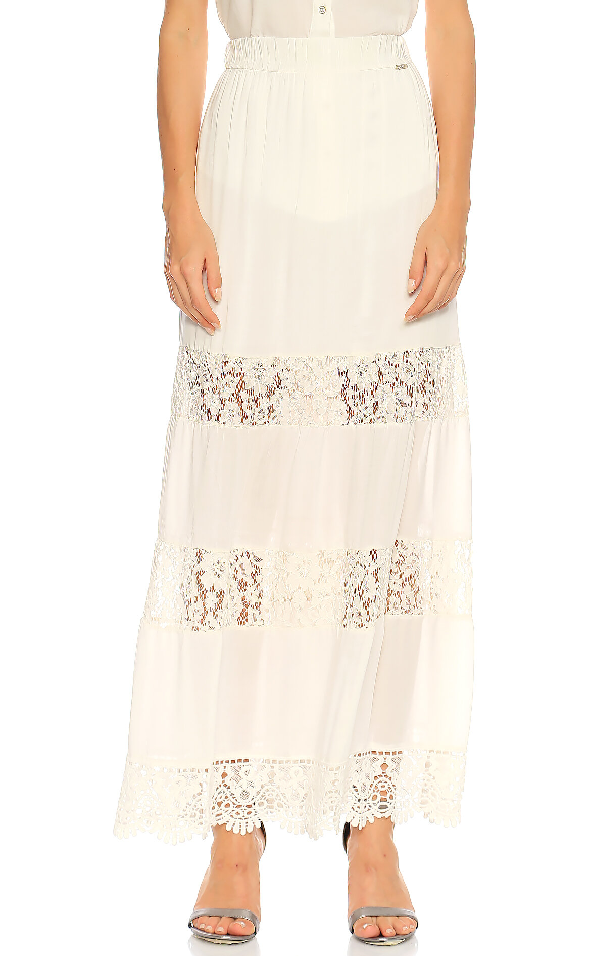 Guess-Guess Dantel Detaylı Ekru Rengi Etek