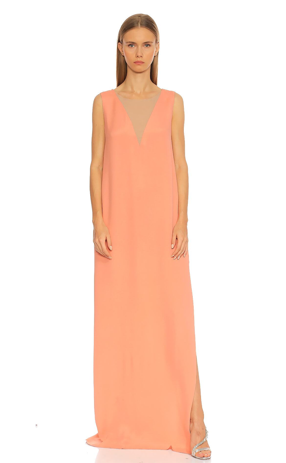 Lanvin-Lanvin Kolsuz Uzun Pembe Elbise