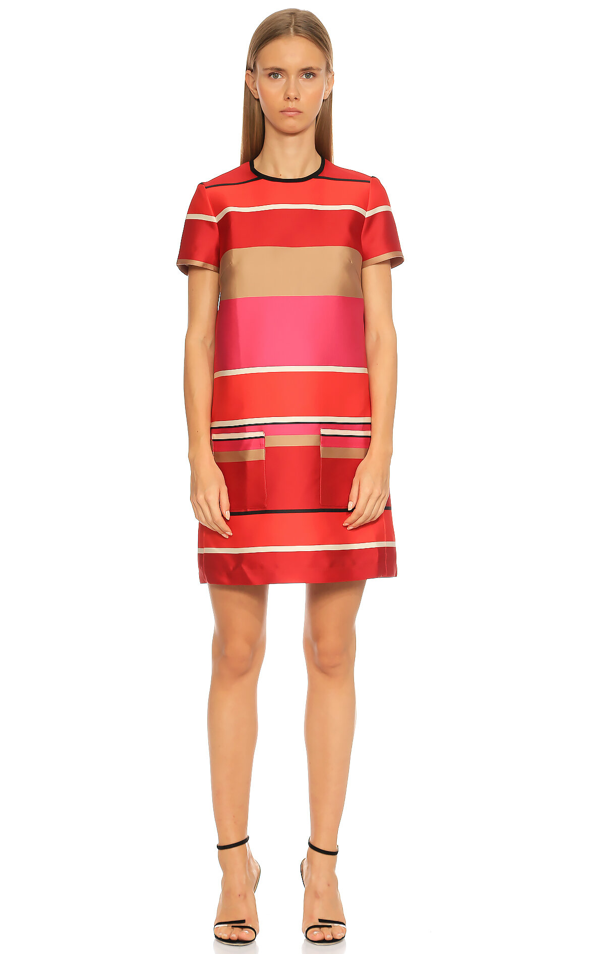 Lanvin-Lanvin Çizgili Mini Kırmızı Elbise