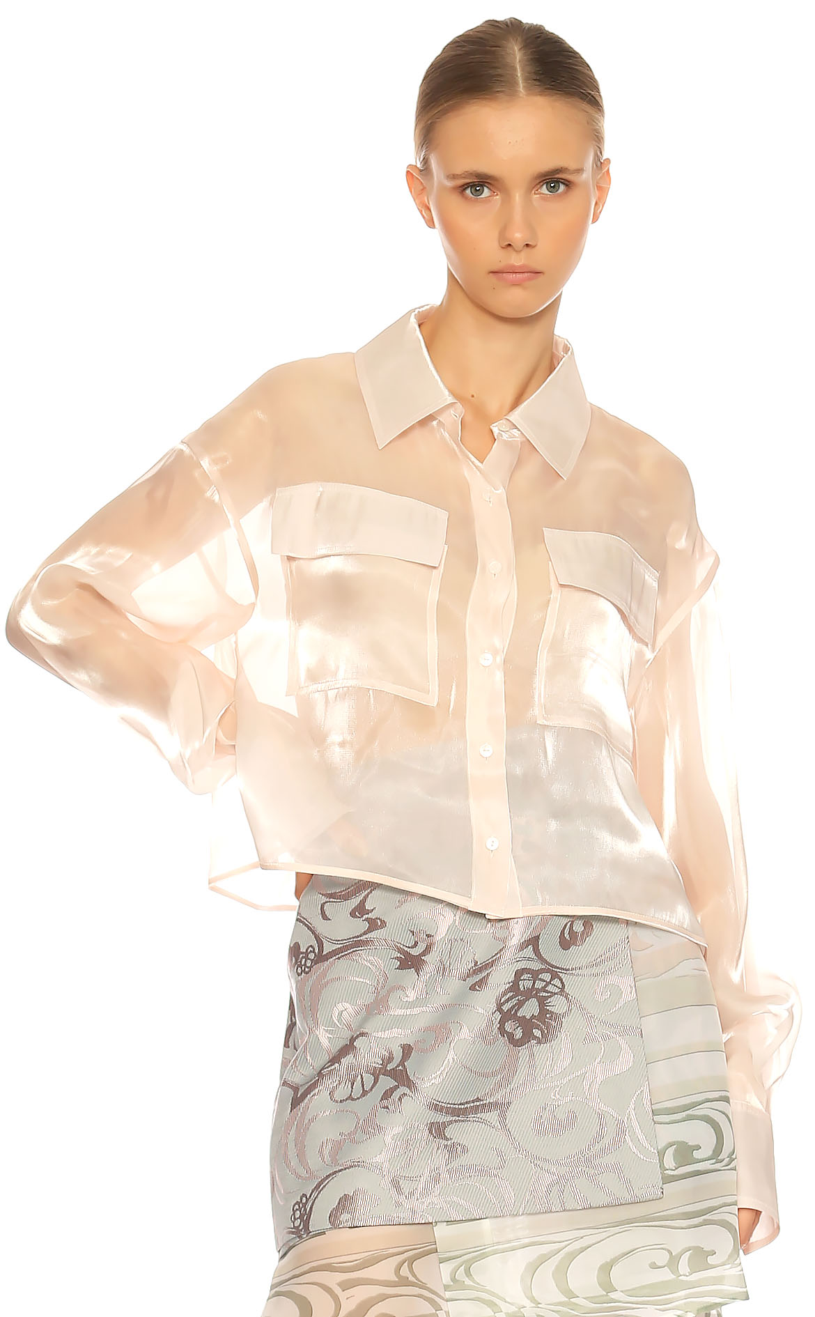 Adeam-Adeam Parlak Kumaşlı Gömlek Pembe T-Shirt Adeam-Adeam Parlak Kumaşlı Gömlek Pembe T-Shirt