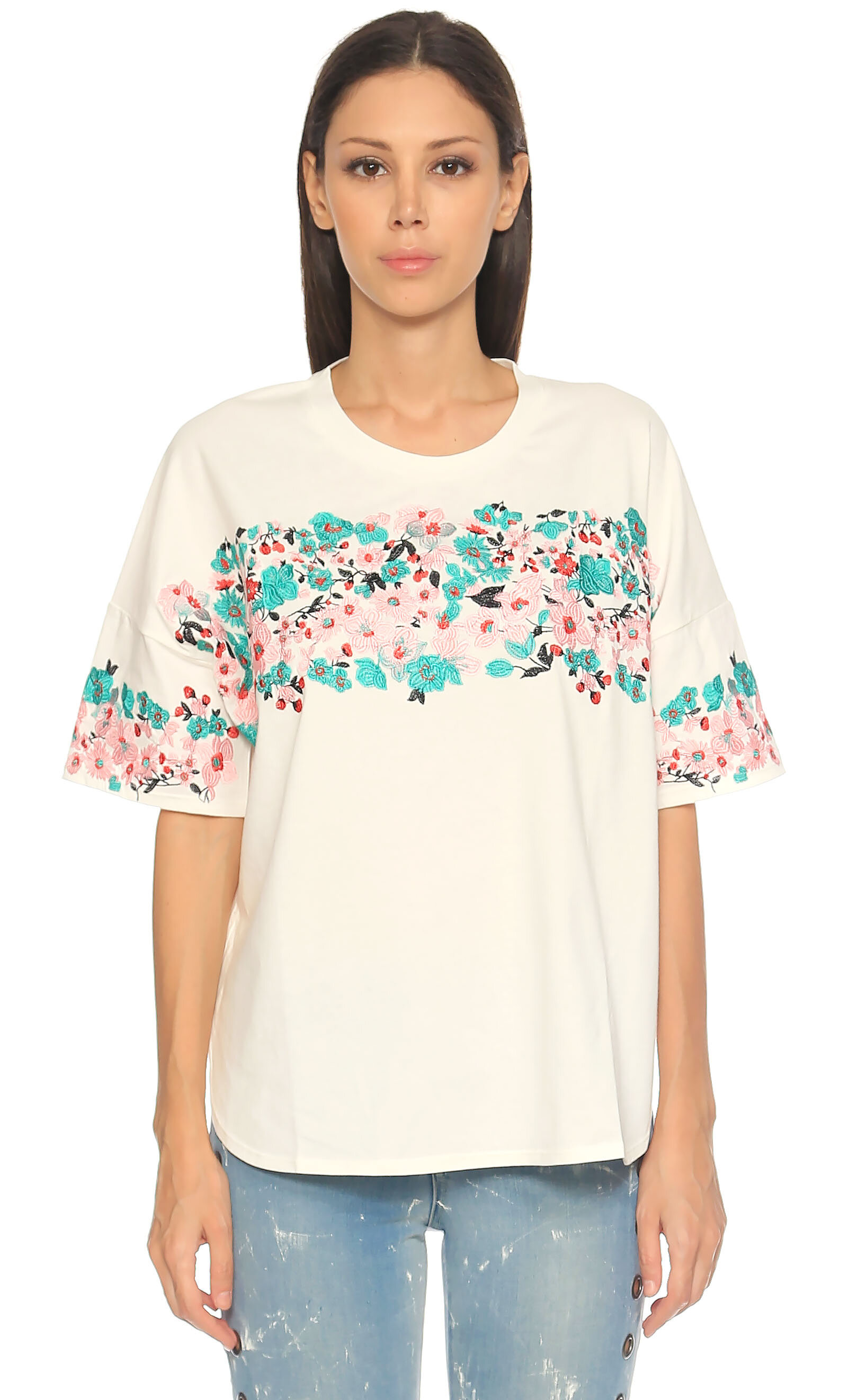 Maje-Maje İşleme Detaylı Ekru T-Shirt