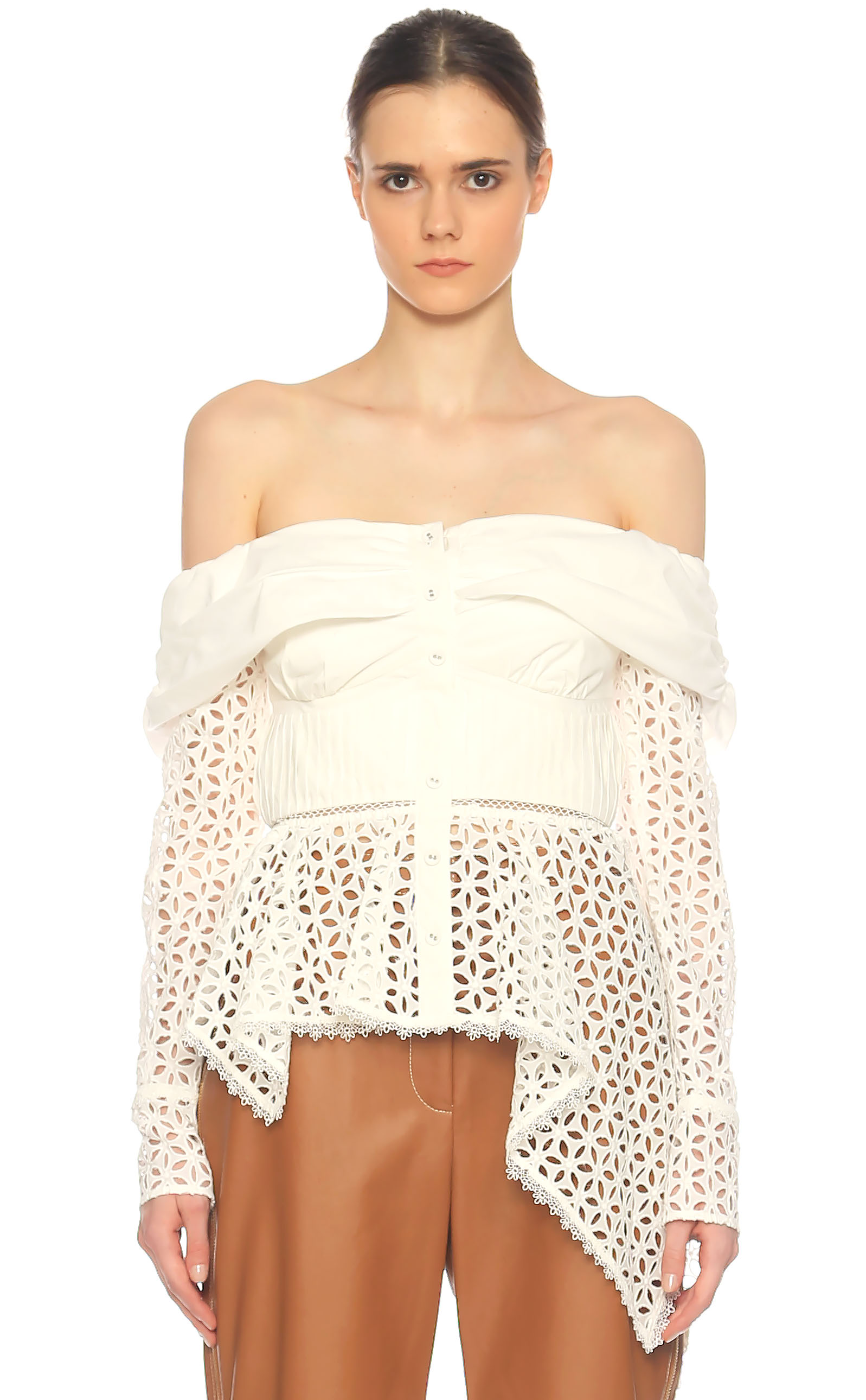 Self Portrait-Self Portrait Kayık Yaka Beyaz Bluz