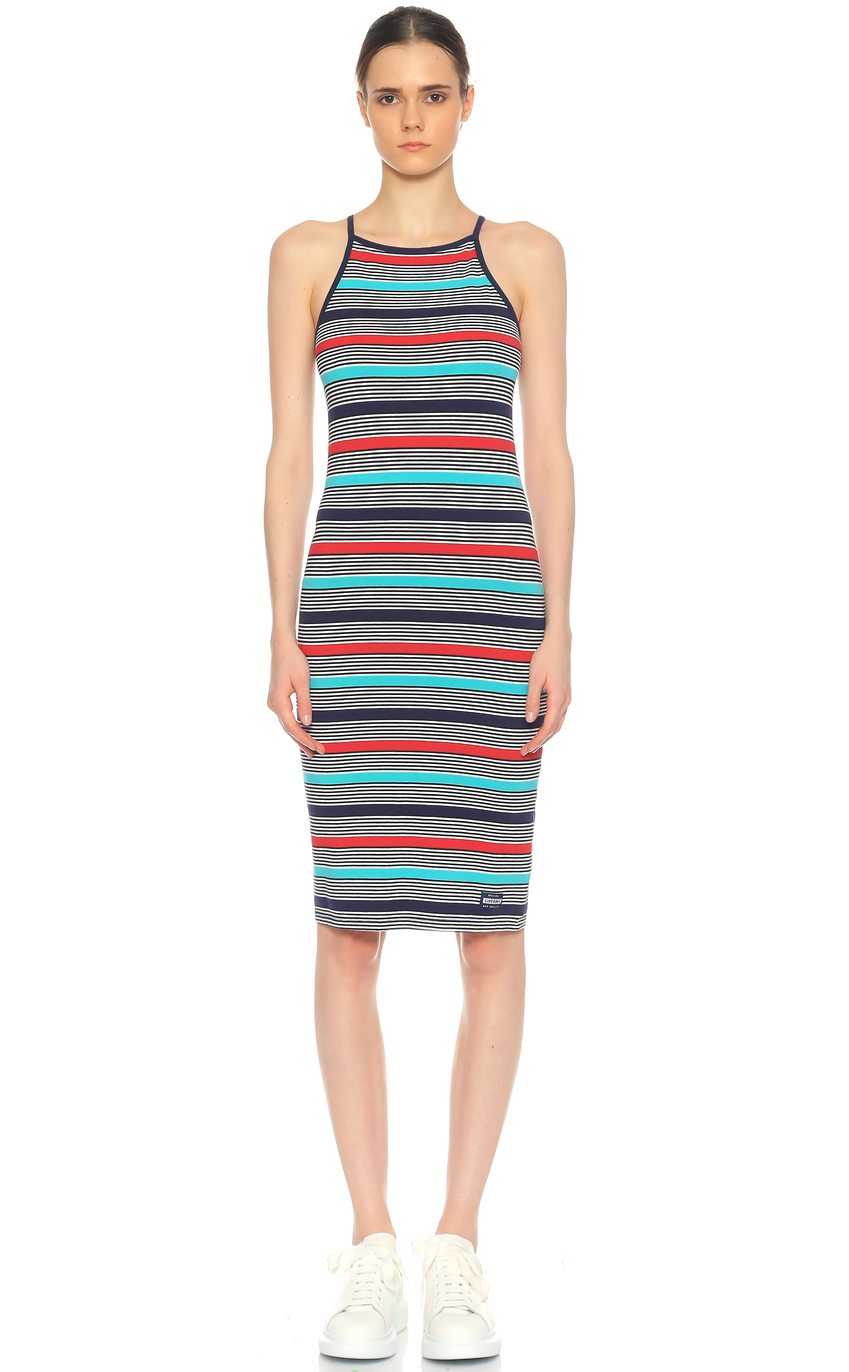 Superdry-Superdry Çizgili Renkli Elbise