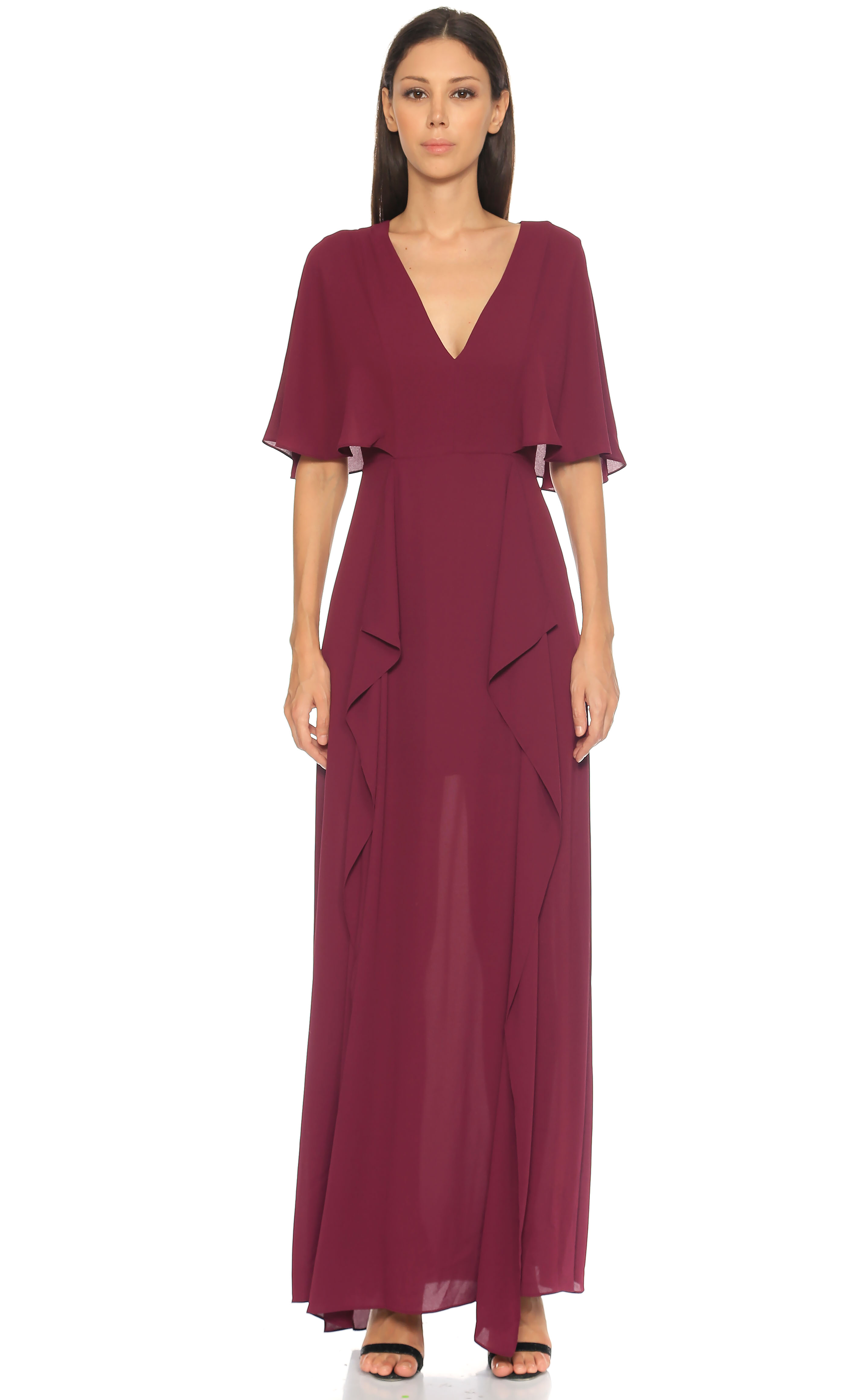 BCBG MAX AZRIA-BCBG MAX AZRIA Bordo Gece Elbisesi