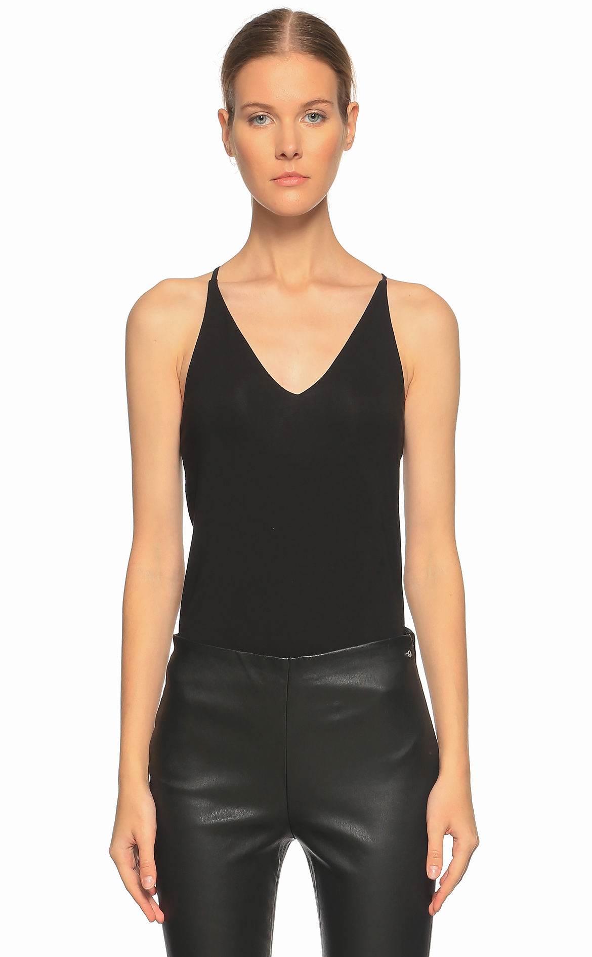 Karl Lagerfeld-Karl Lagerfeld Siyah Deri Pantolon