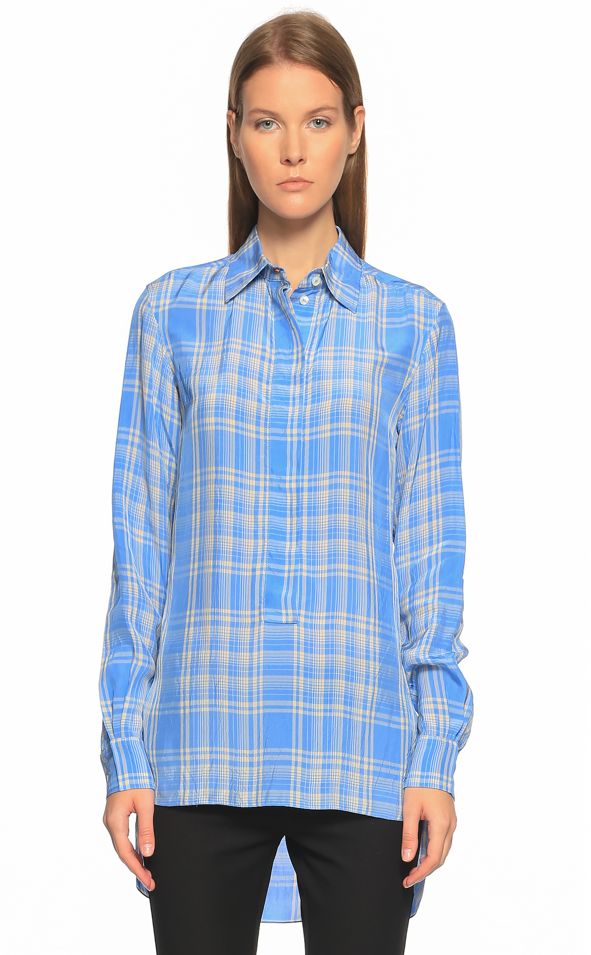 Victoria Beckham-Victoria Beckham Kareli Mavi Bluz