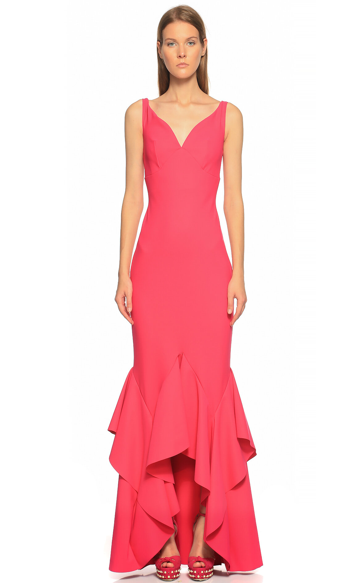 Chiara Boni-Chiara Boni Pembe Uzun Elbise