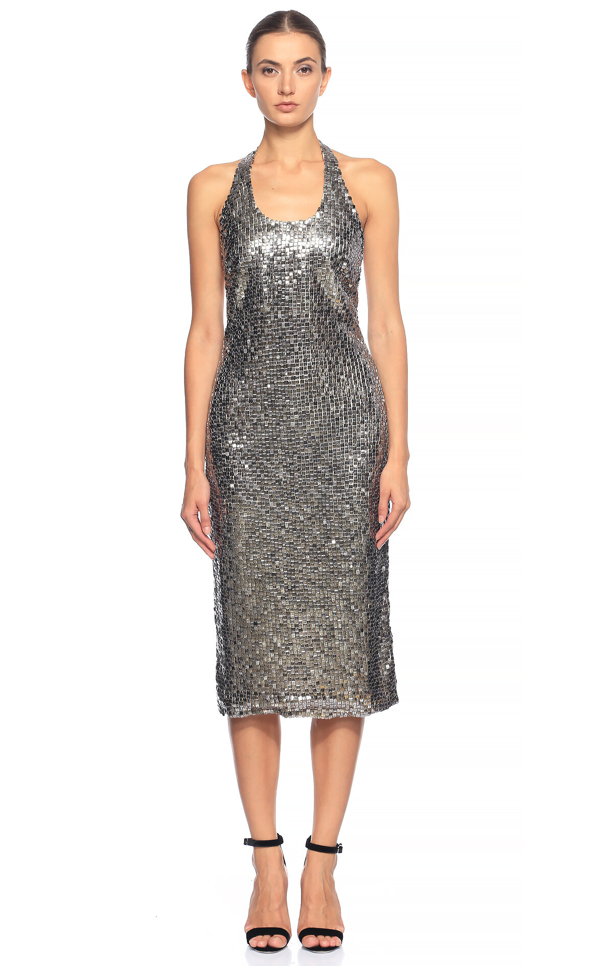 Tom Ford-Tom Ford İşleme Detaylı Gümüş Rengi Elbise