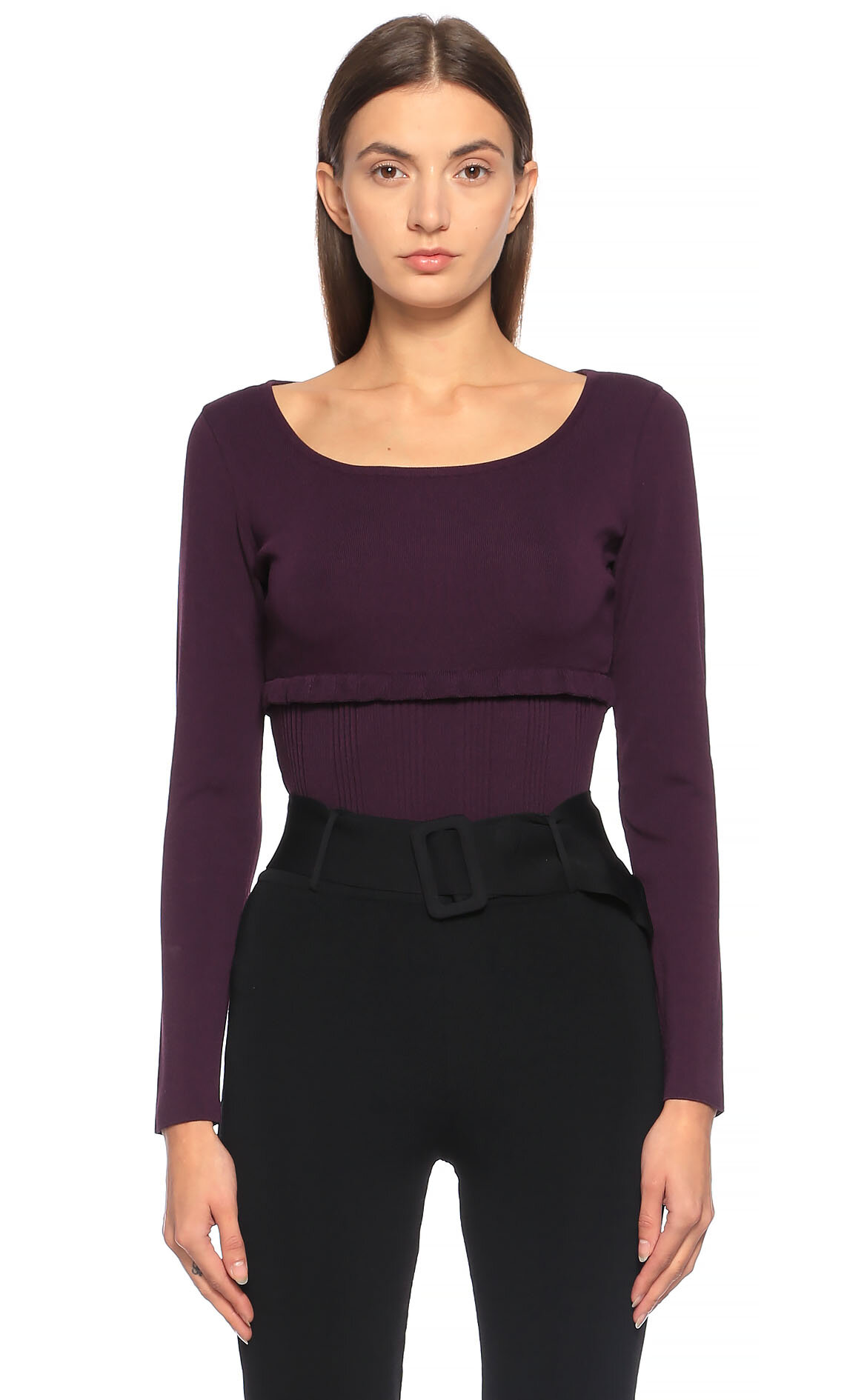 Etty & Jacques-Etty & Jacques Yarım Kayık Yakalı Çıtçıtlı Mor Body