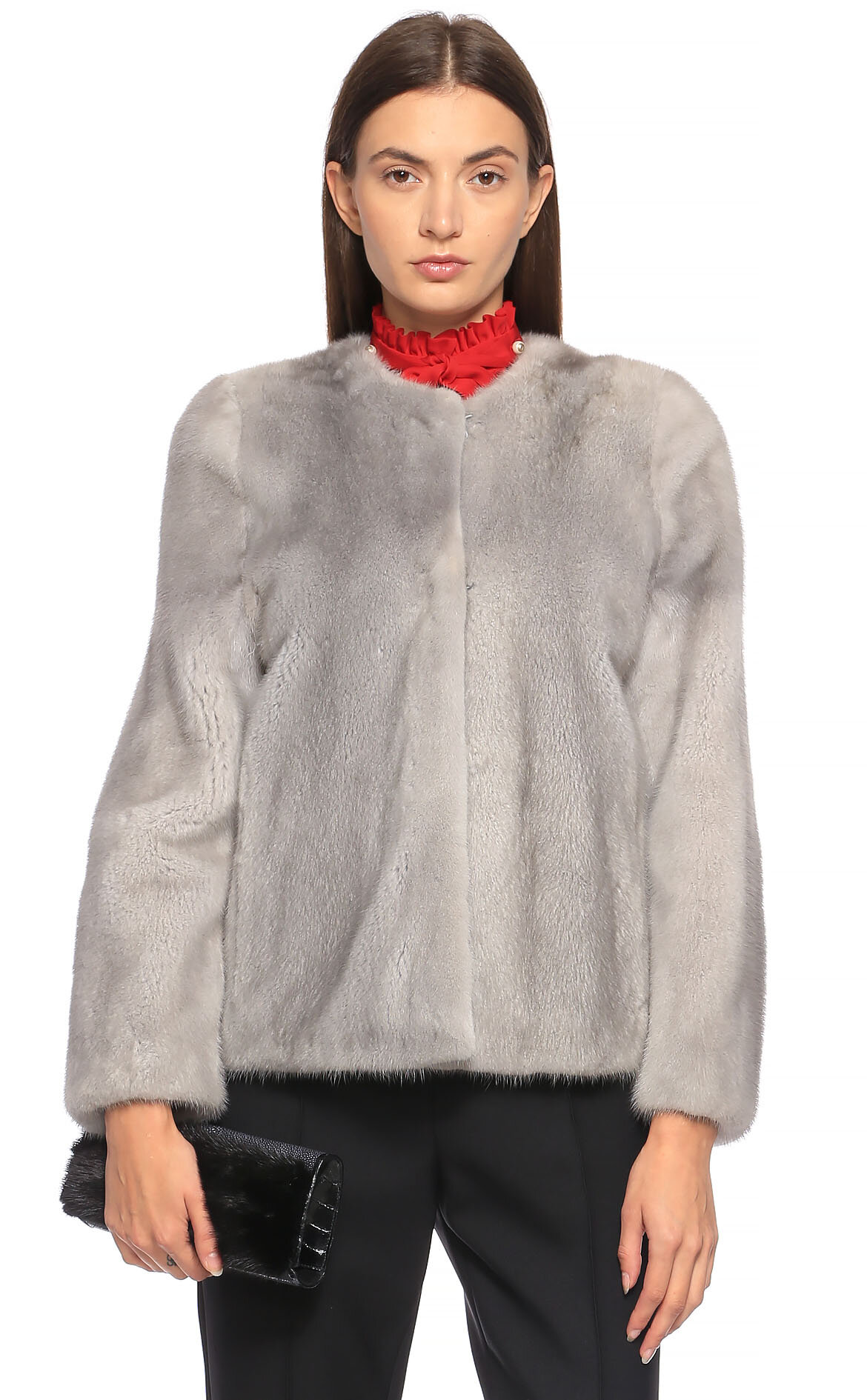 Lilly E Violetta-Lilly E Violetta Gri Kürk Mont