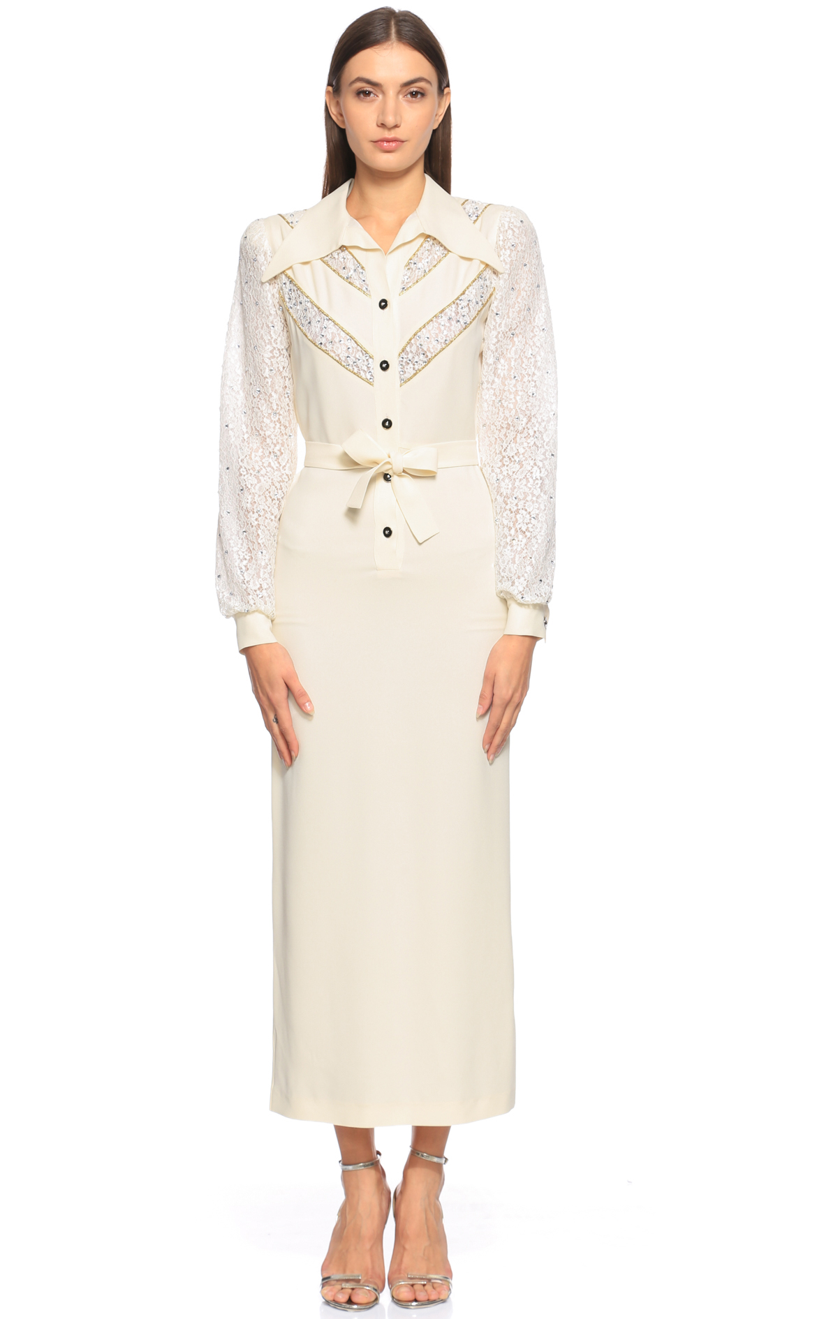 Alessandra Rich-Alessandra Rich Beyaz Gece Elbisesi