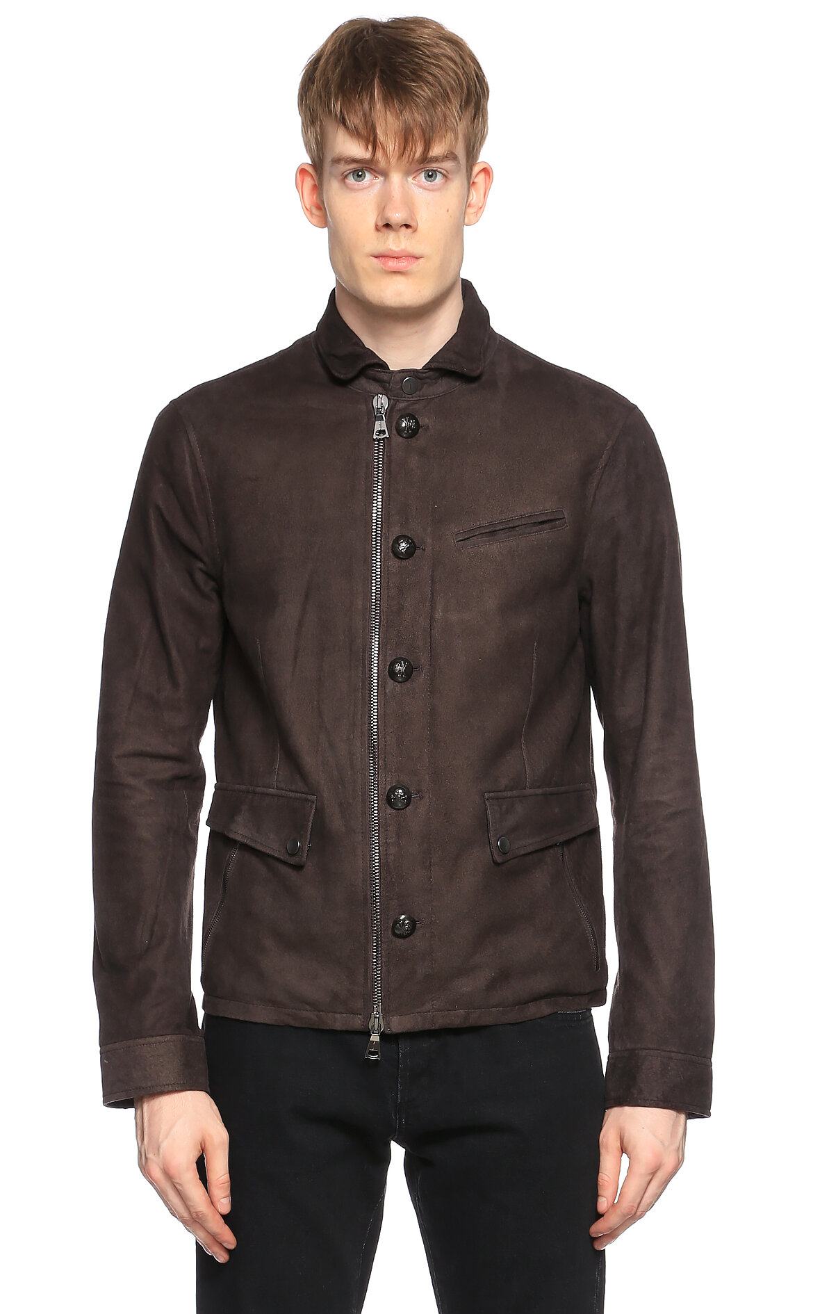 John Varvatos-John Varvatos Kahverengi Deri Ceket