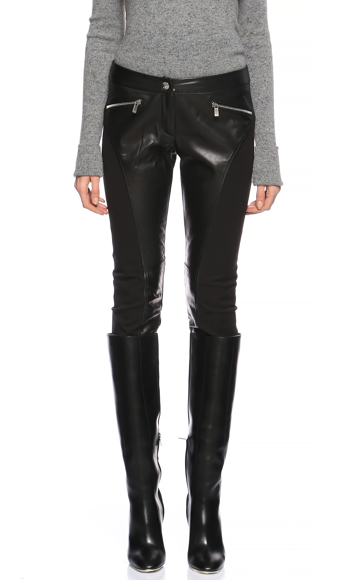 Michael Kors Collection-Michael Kors Collection Siyah Deri Pantolon