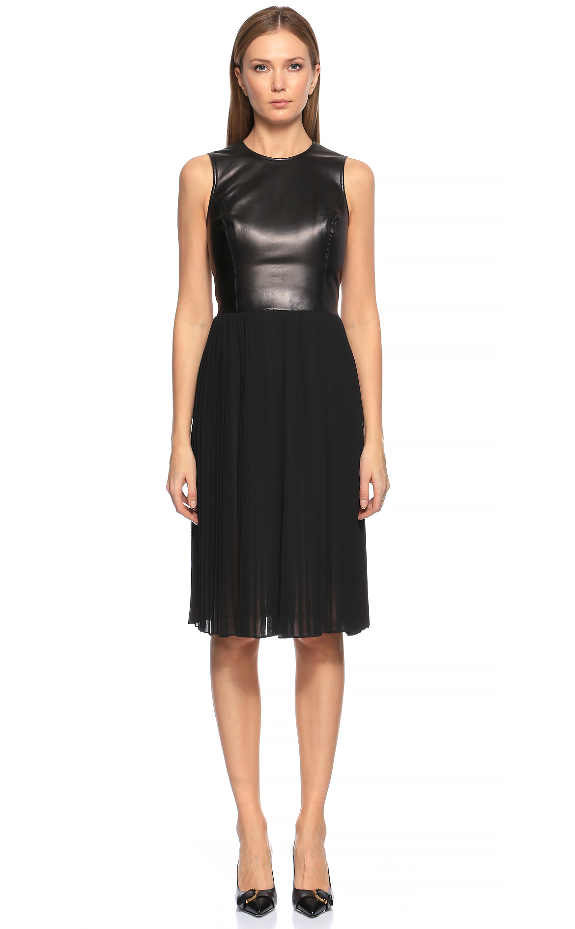 Michael Kors Collection-Michael Kors Collection Siyah Deri Elbise