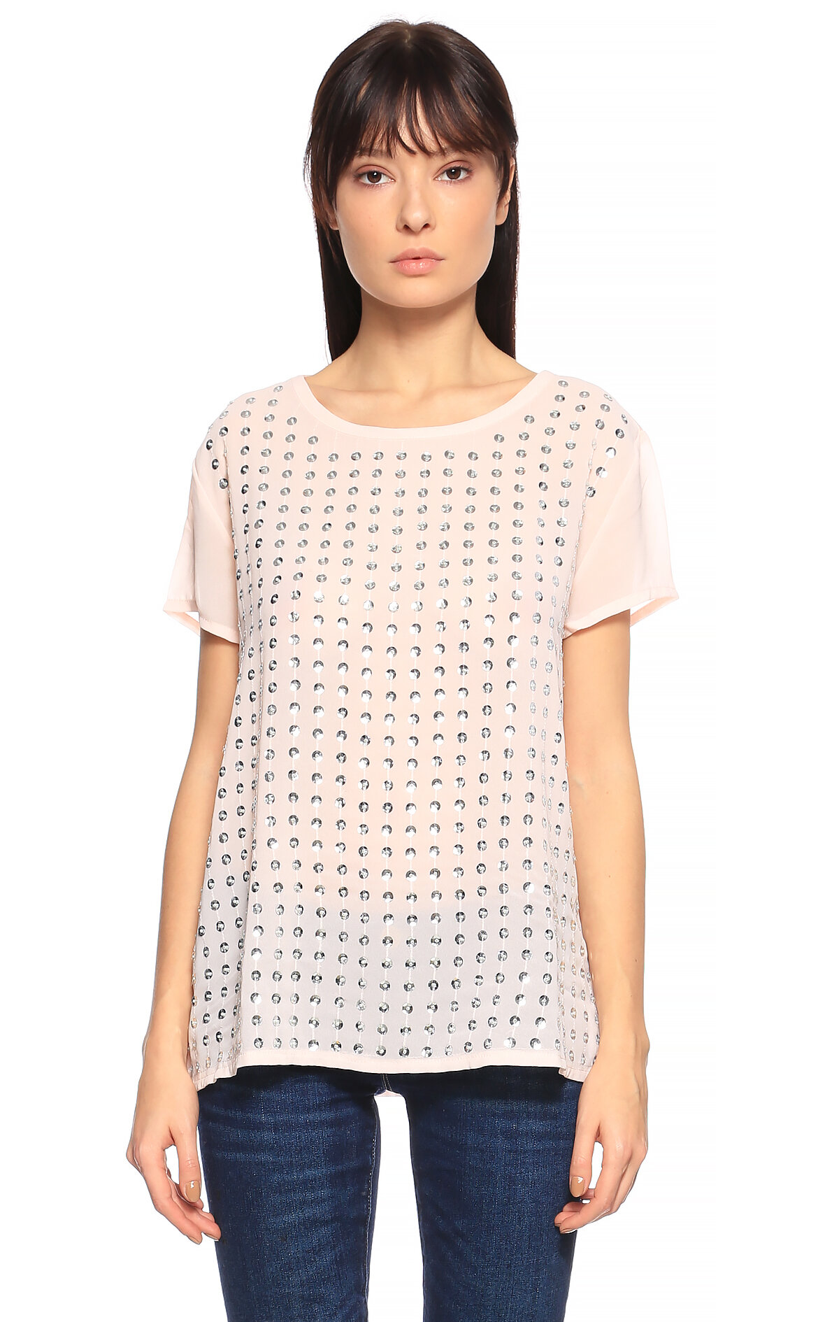 Guess-Guess Pul Payet İşlemeli Pudra Bluz