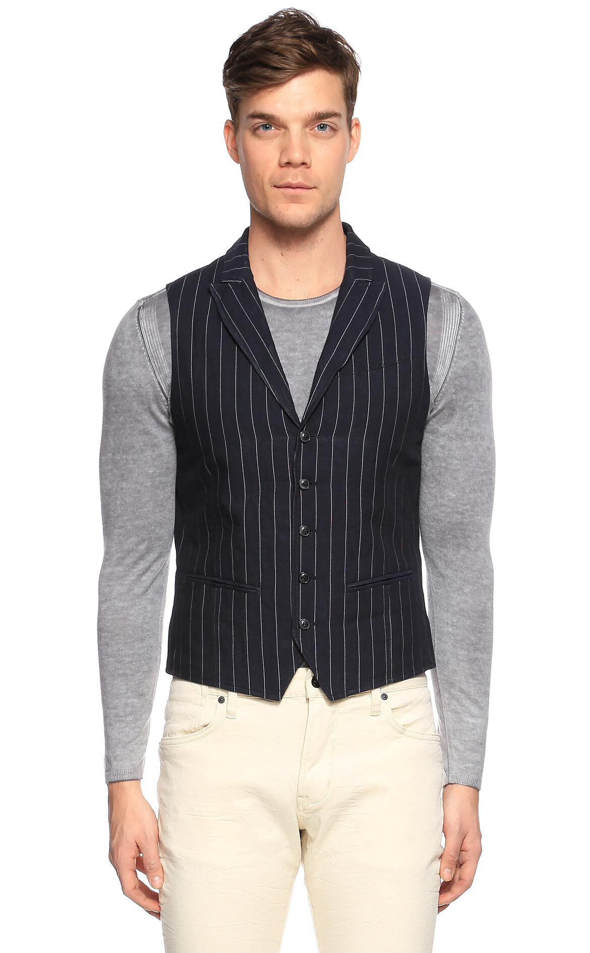 John Varvatos-John Varvatos Lacivert Yelek