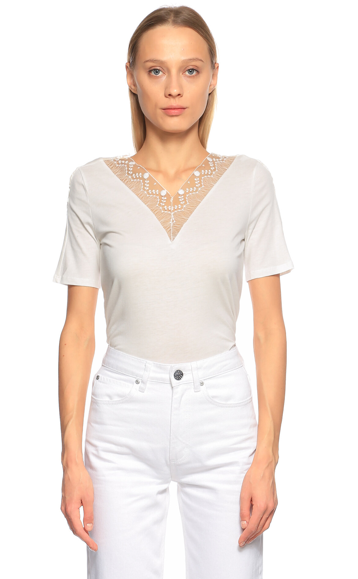 Sandro-Sandro Ekru T-Shirt