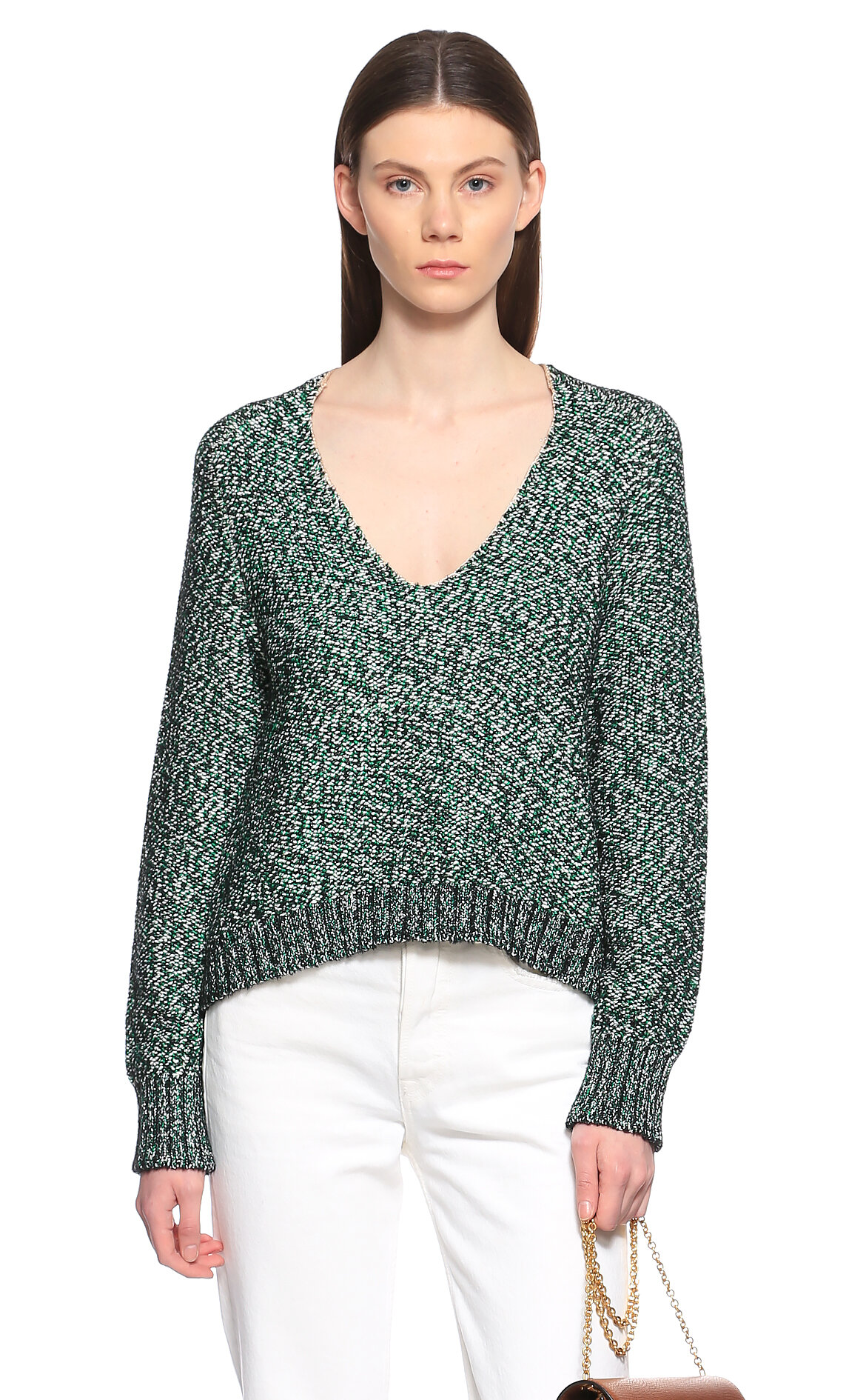 Lanvin-Lanvin V Yaka Yeşil Triko