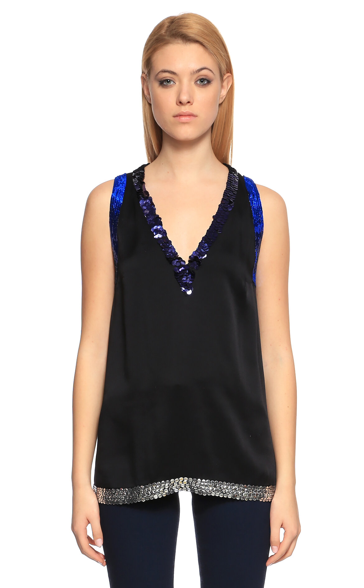 Lanvin-Lanvin Pul Payet İşlemeli Siyah Bluz