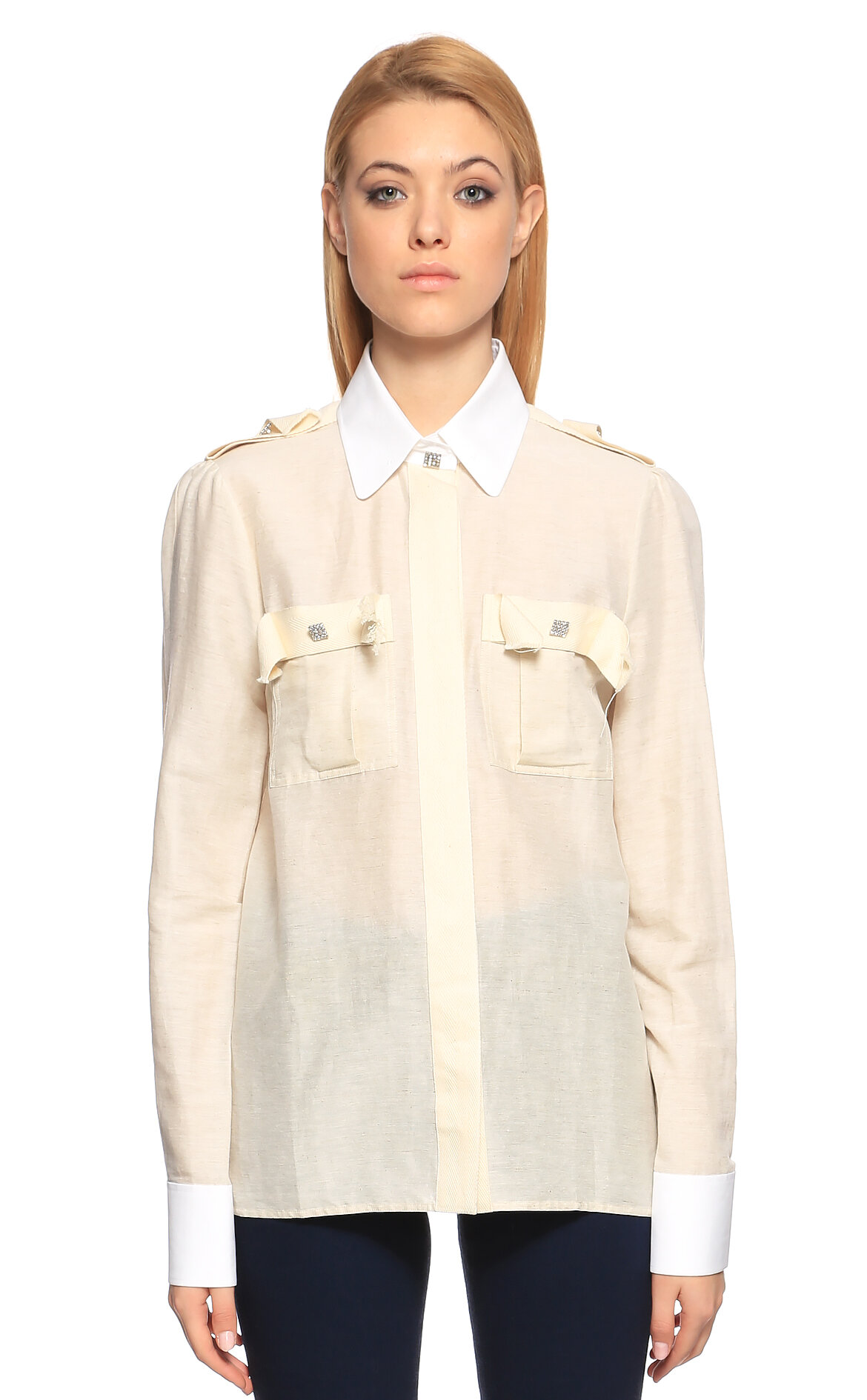 Lanvin-Lanvin Cepli Ekru Gömlek