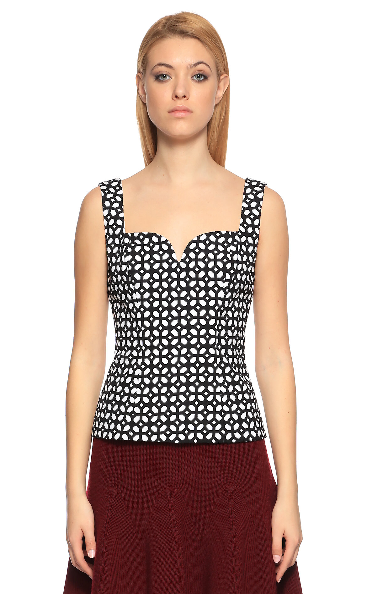 Alexander McQueen-Alexander McQueen Kolsuz Siyah-Beyaz Bluz